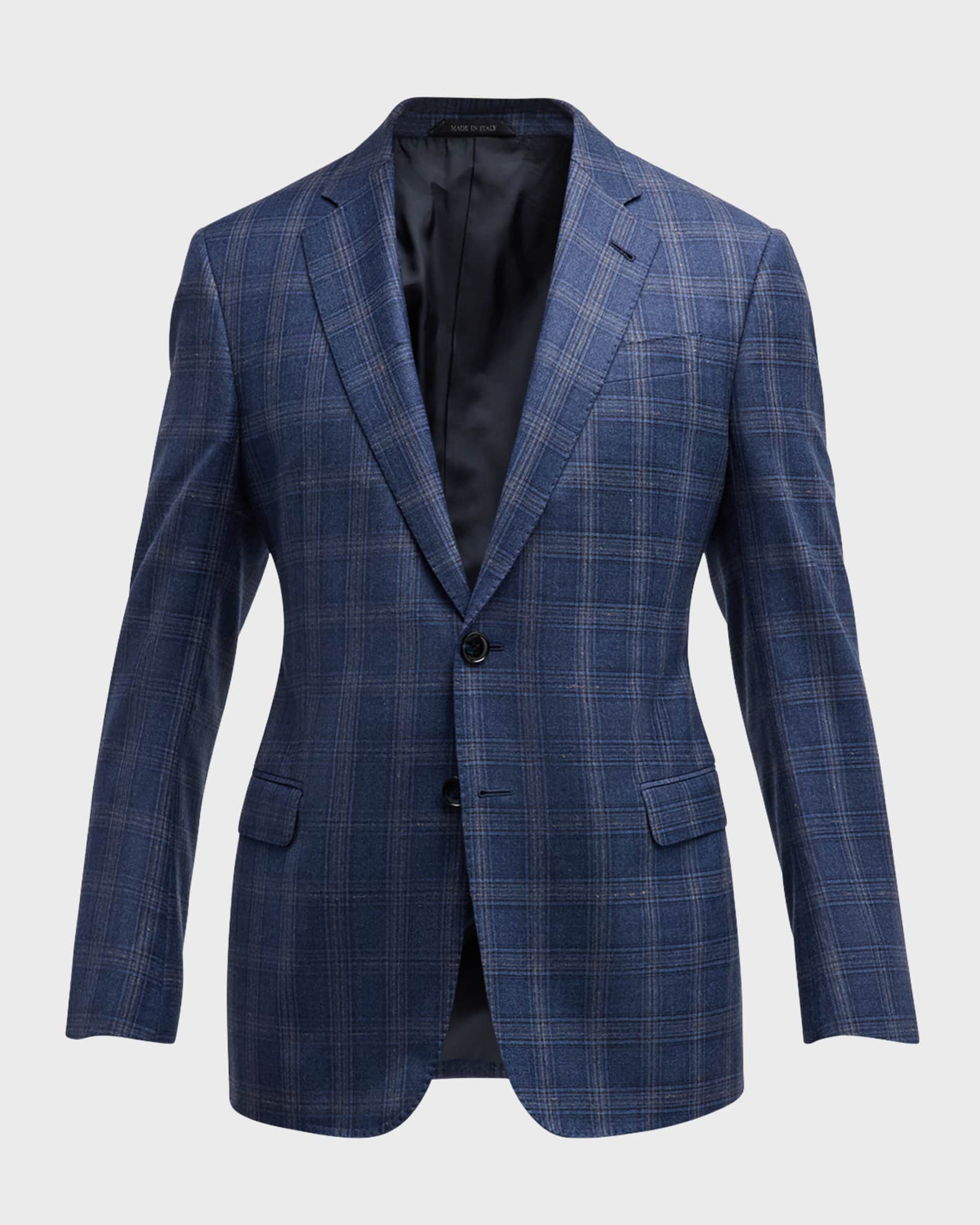 Giorgio Armani Men's Plaid Wool-Cashmere Sport Coat | Neiman Marcus