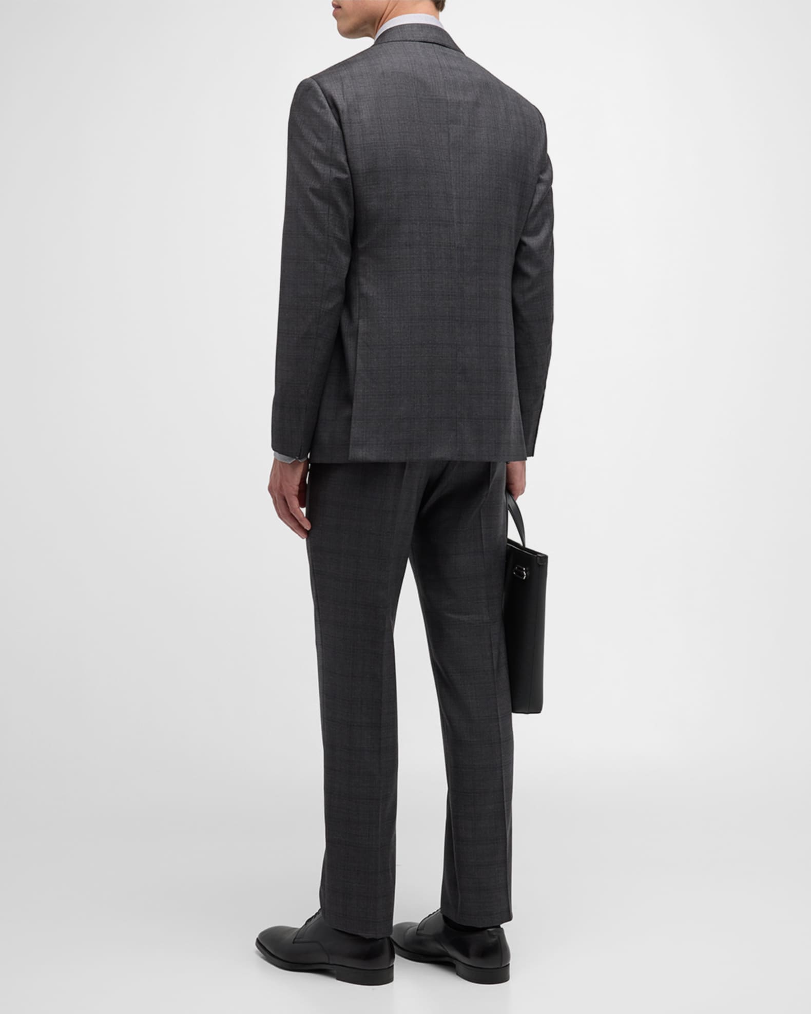 Giorgio Armani Men's Brushed Wool Plaid Classic Fit Suit | Neiman Marcus