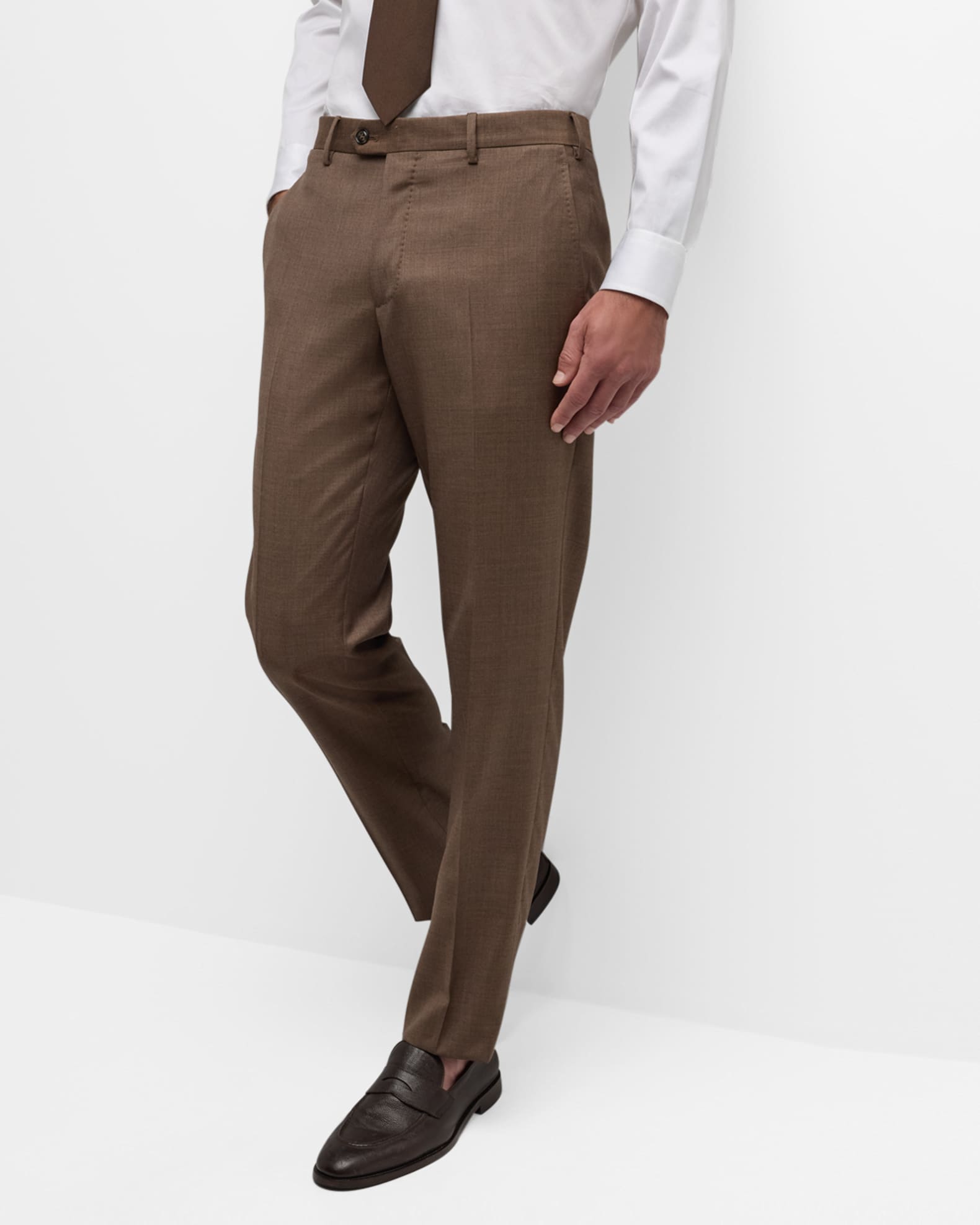 Giorgio Armani Men's Flat-Front Wool Trousers | Neiman Marcus