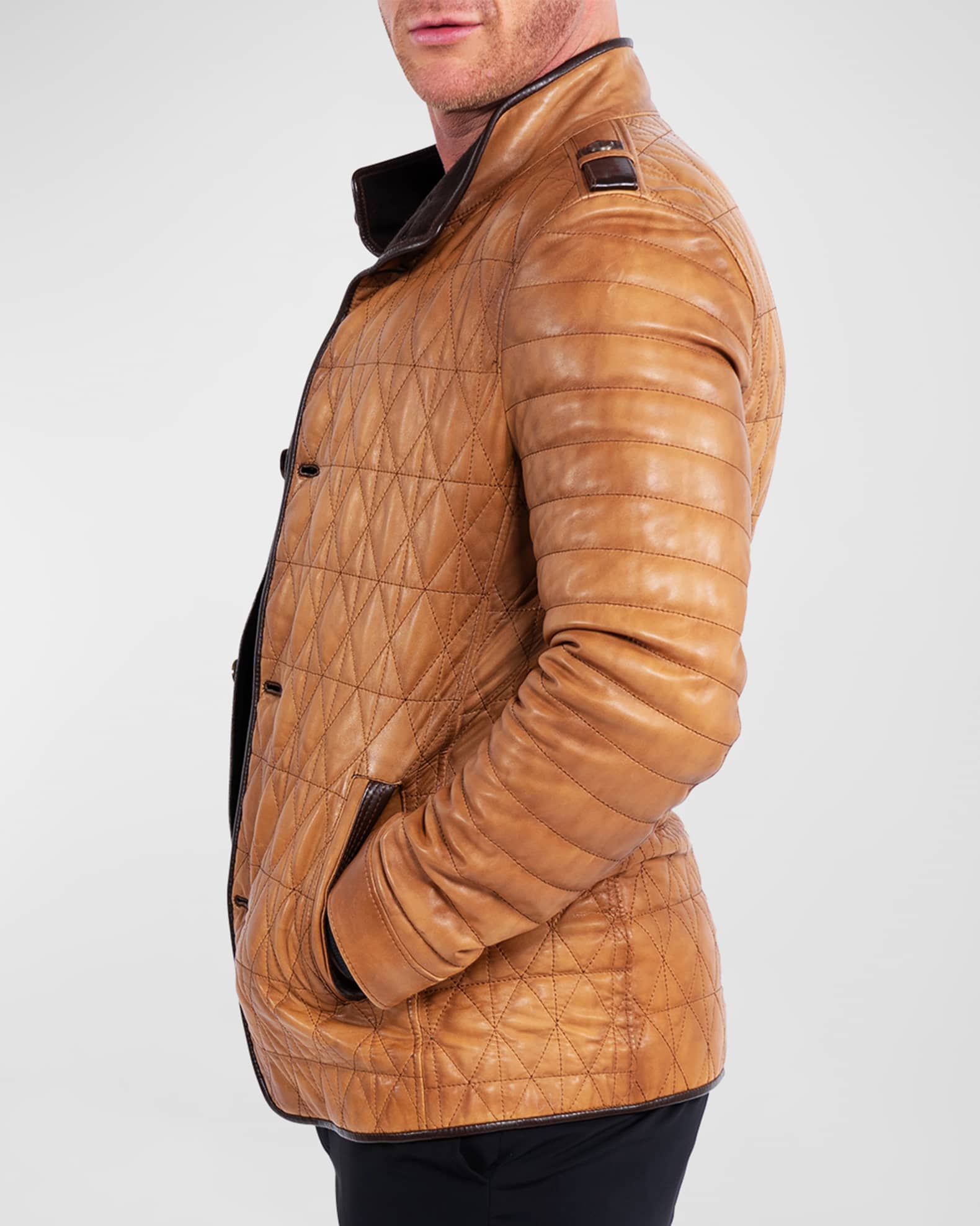 Maceoo Men's Leather Field Jacket | Neiman Marcus