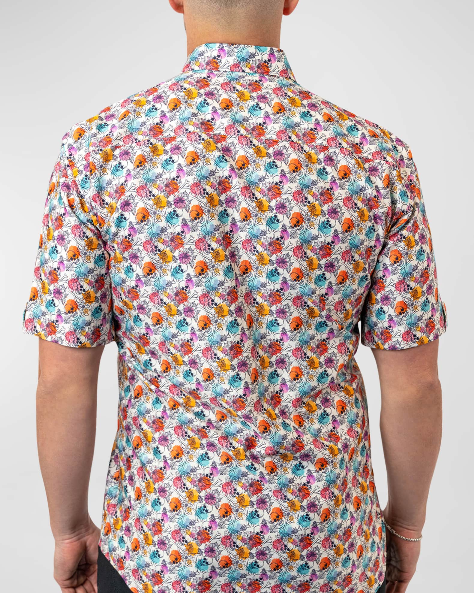 Maceoo Men's Galileo Floral Skull Sport Shirt | Neiman Marcus