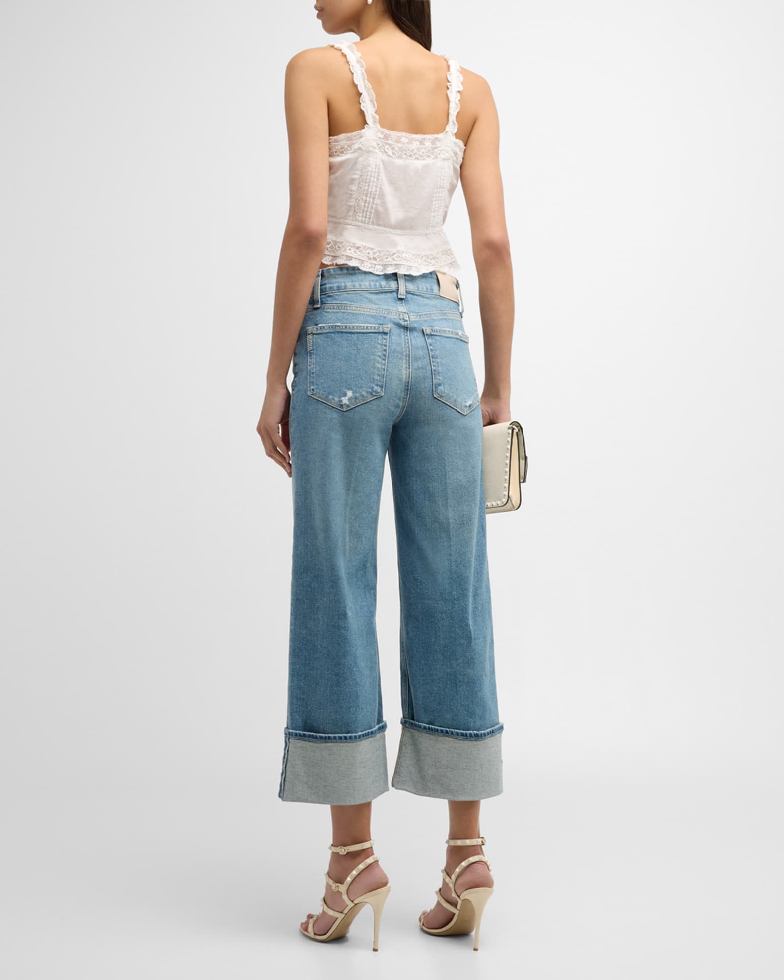 PAIGE Sasha Wide Cuff Ankle Jeans | Neiman Marcus