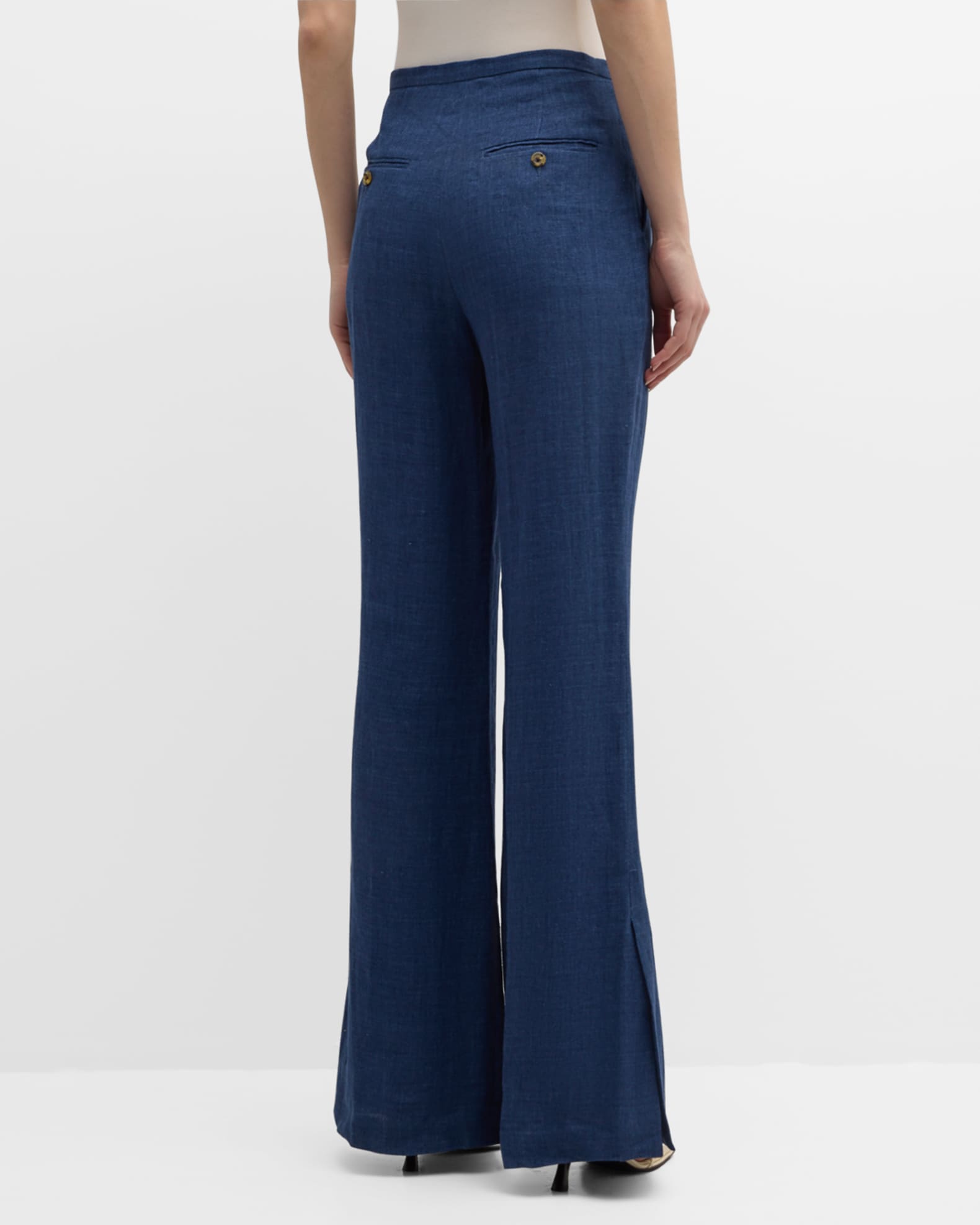 ARGENT Prince Side-Slit Linen Denim Trousers | Neiman Marcus