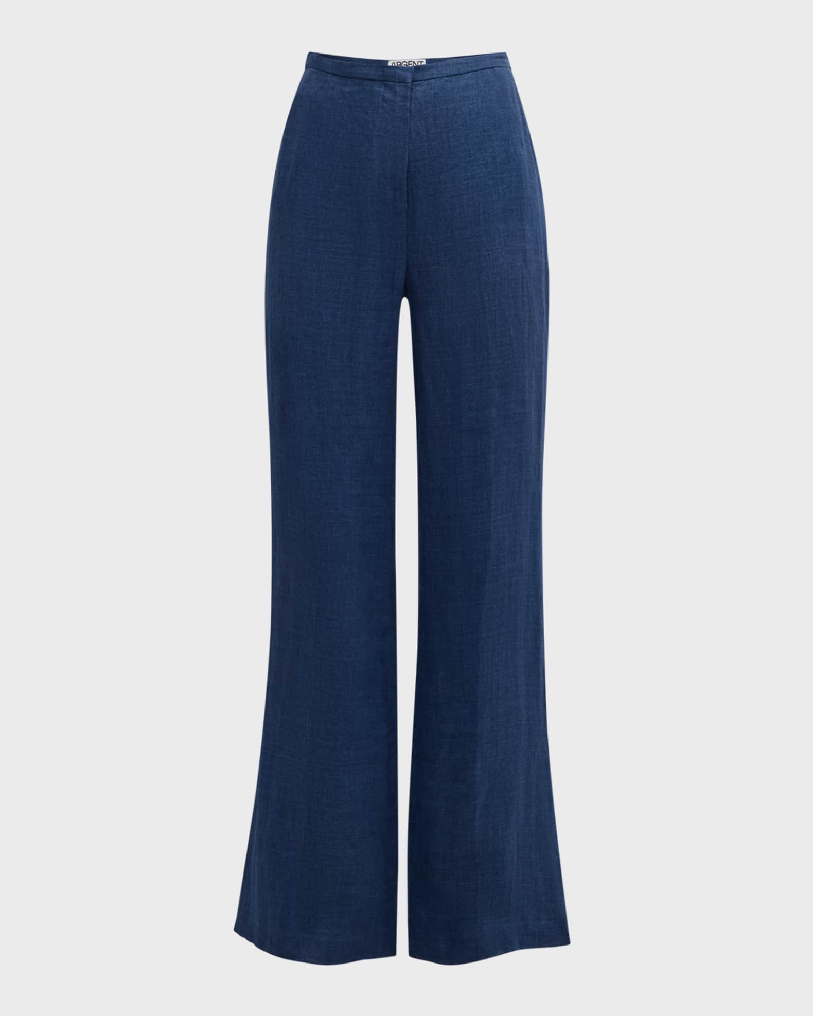 ARGENT Prince Side-Slit Linen Denim Trousers | Neiman Marcus