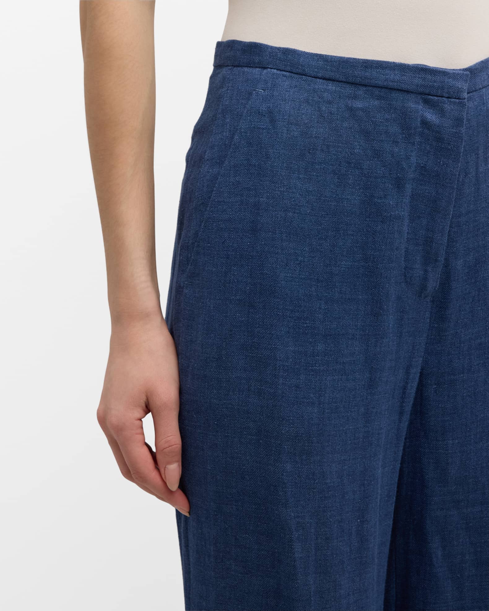 ARGENT Prince Side-Slit Linen Denim Trousers | Neiman Marcus