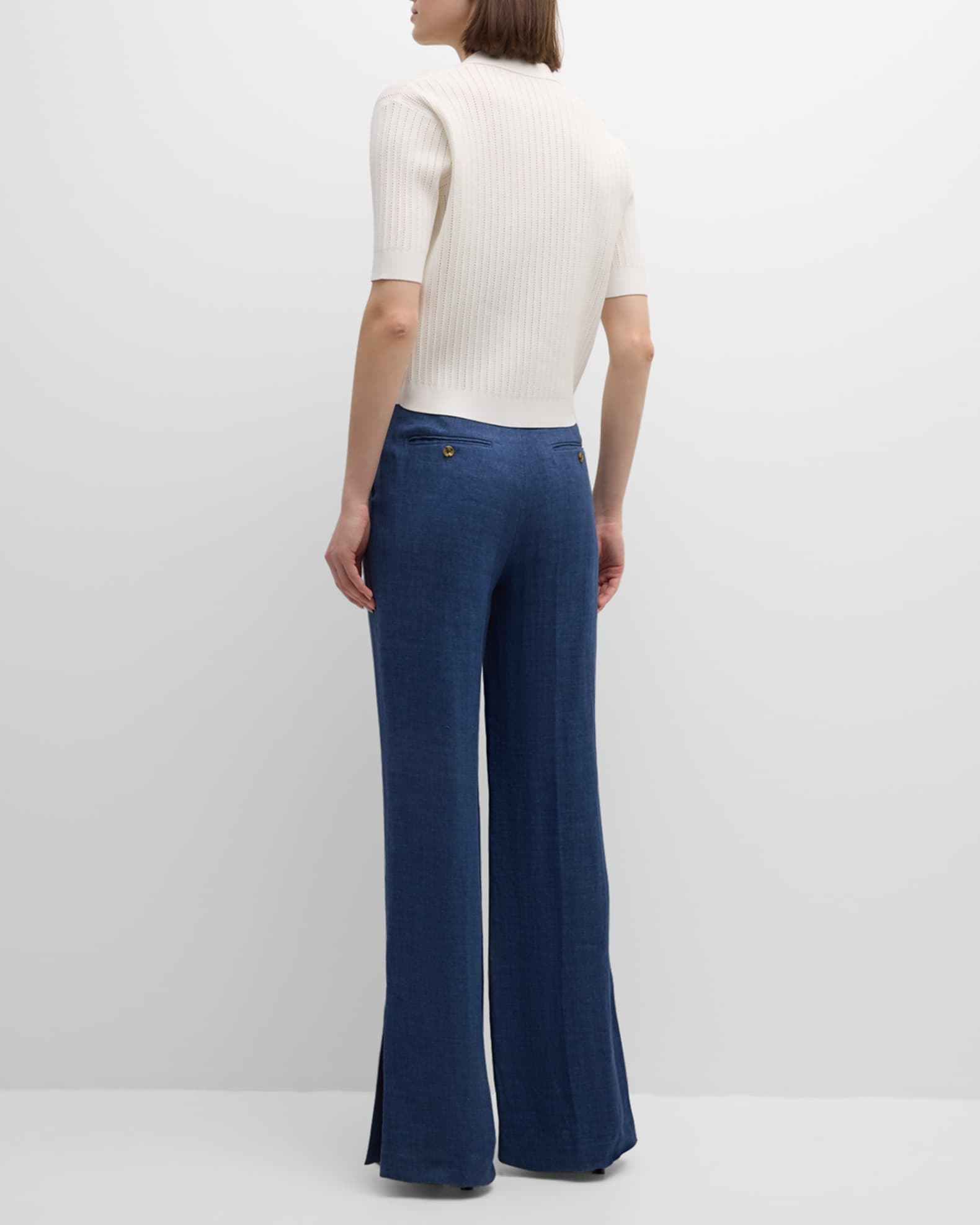 ARGENT Ribbed Pointelle-Knit Button-Down Shirt | Neiman Marcus