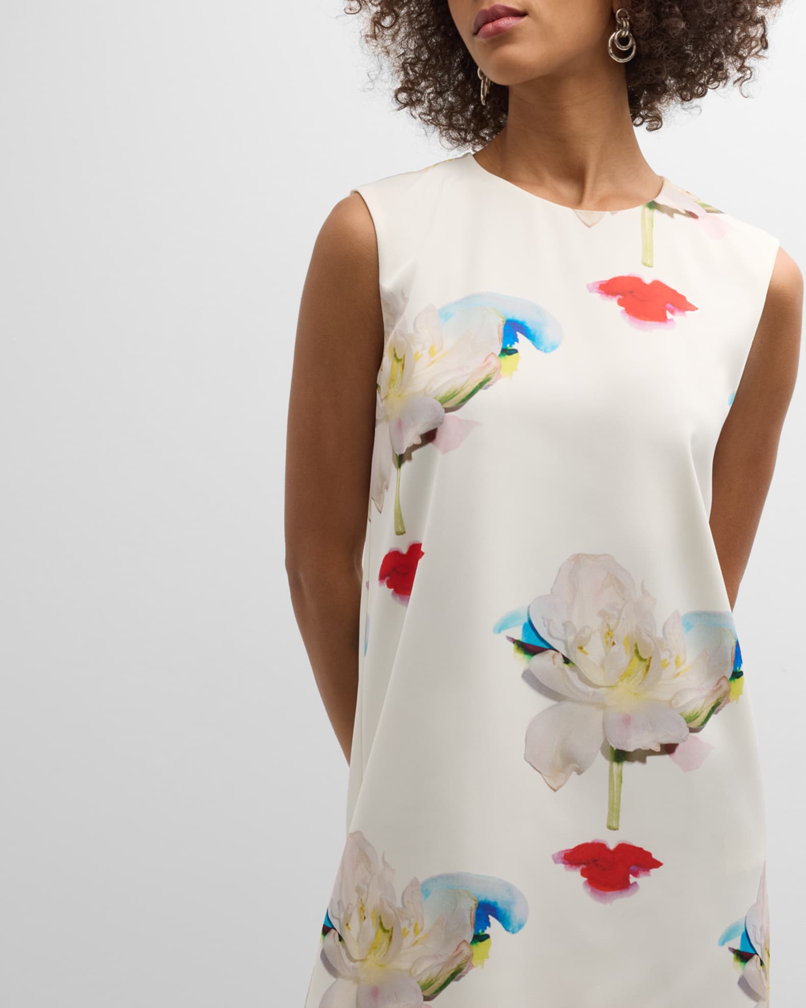 Marella Bingo Sleeveless Floral-Print Mini Shift Dress | Neiman Marcus Marella Bingo Sleeveless Floral-Print Mini Shift Dress | Neiman Marcus