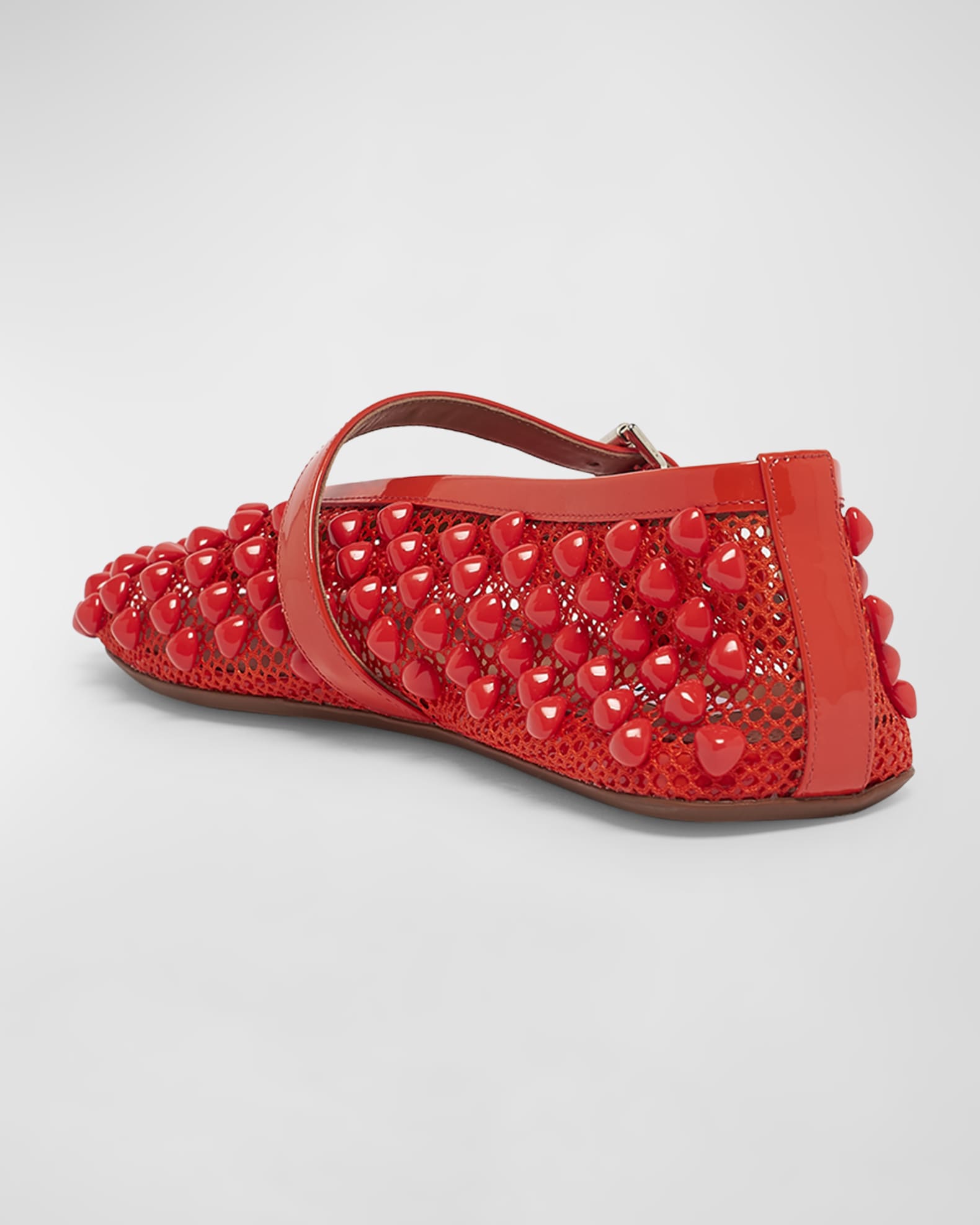 ALAIA Beaded Net Mary Jane Ballerina Flats | Neiman Marcus