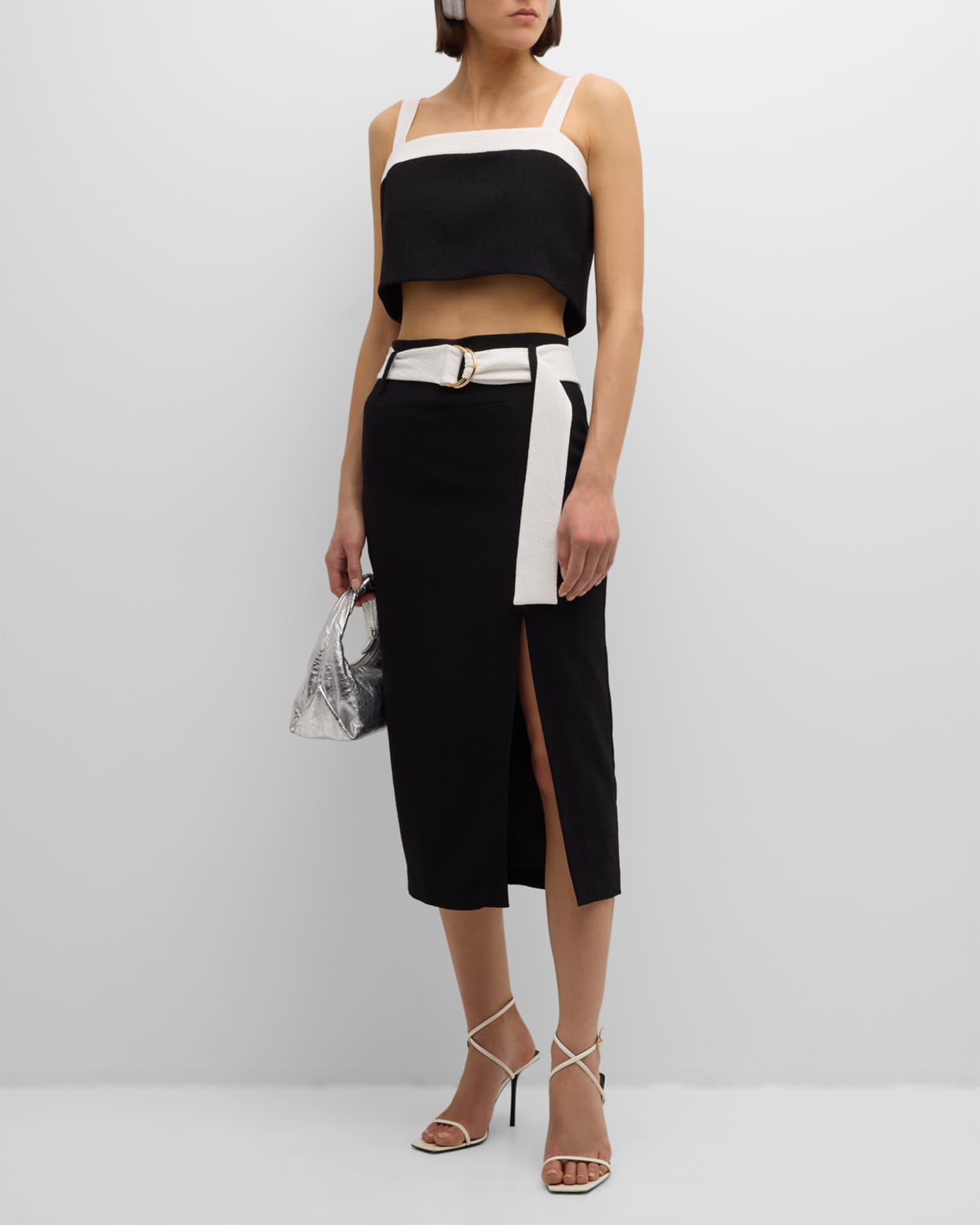 Black Halo Katriona Contrast-Trim Two-Piece Dress | Neiman Marcus
