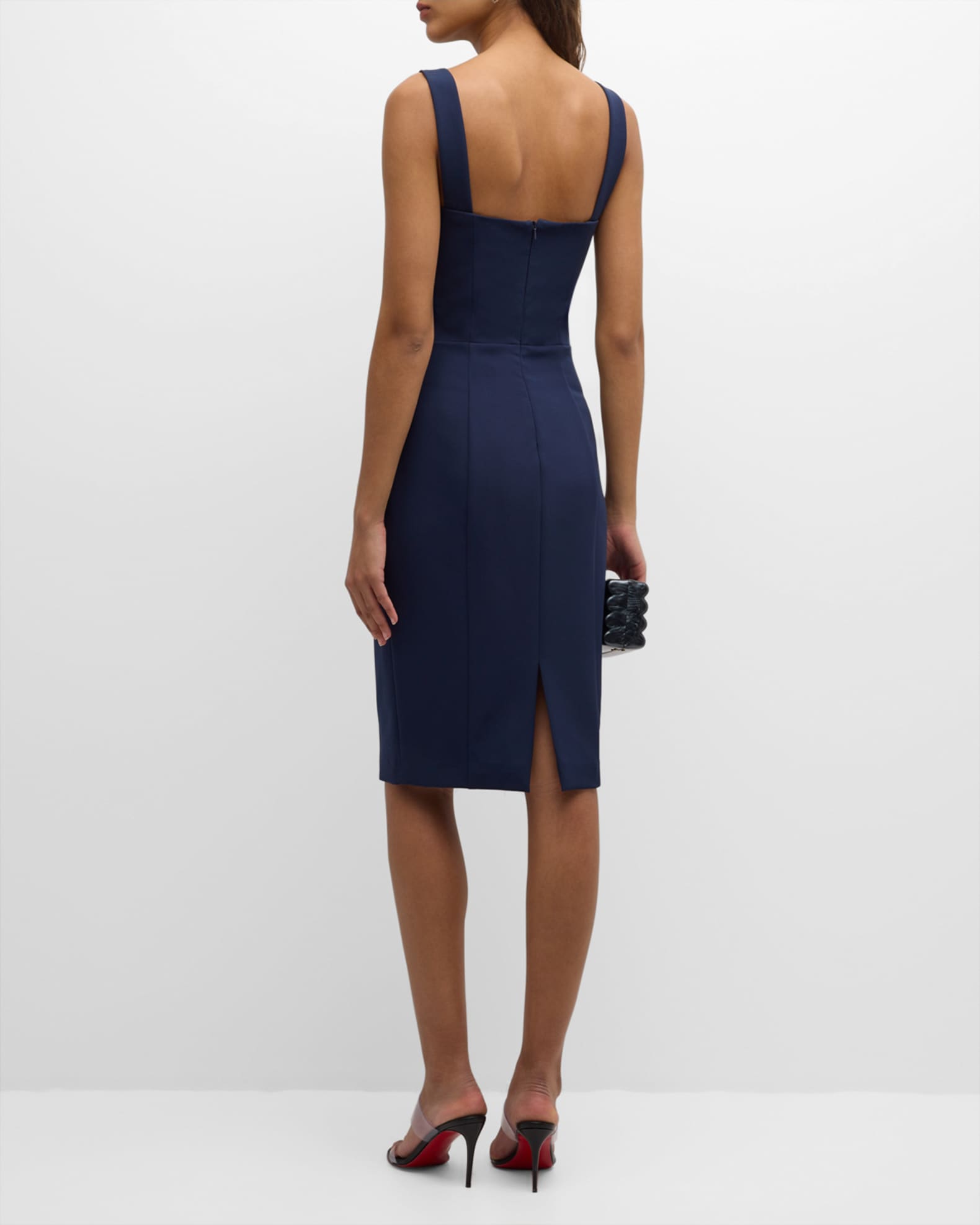 Black Halo Ivonna Sleeveless Sweetheart Midi Dress | Neiman Marcus