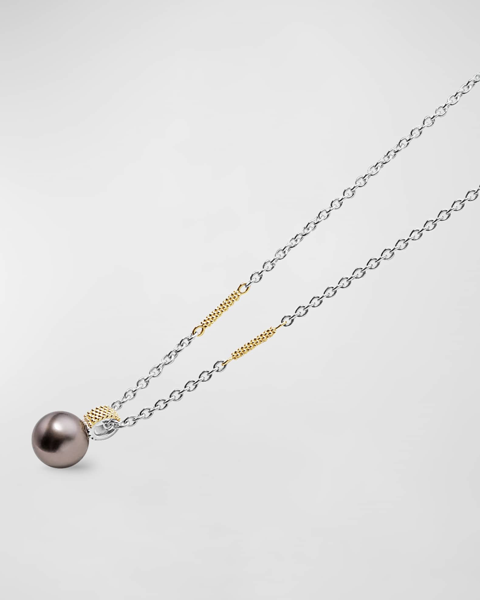 LAGOS Sterling Silver and 18K Luna Black Pearl Lux Pendant Necklace ...