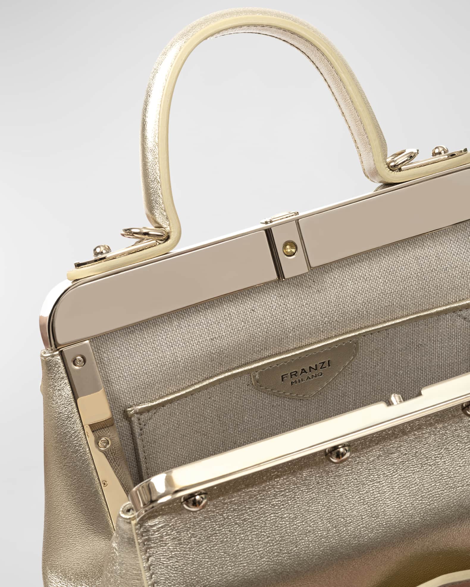 Franzi Margherita Small Metallic Top-Handle Bag | Neiman Marcus