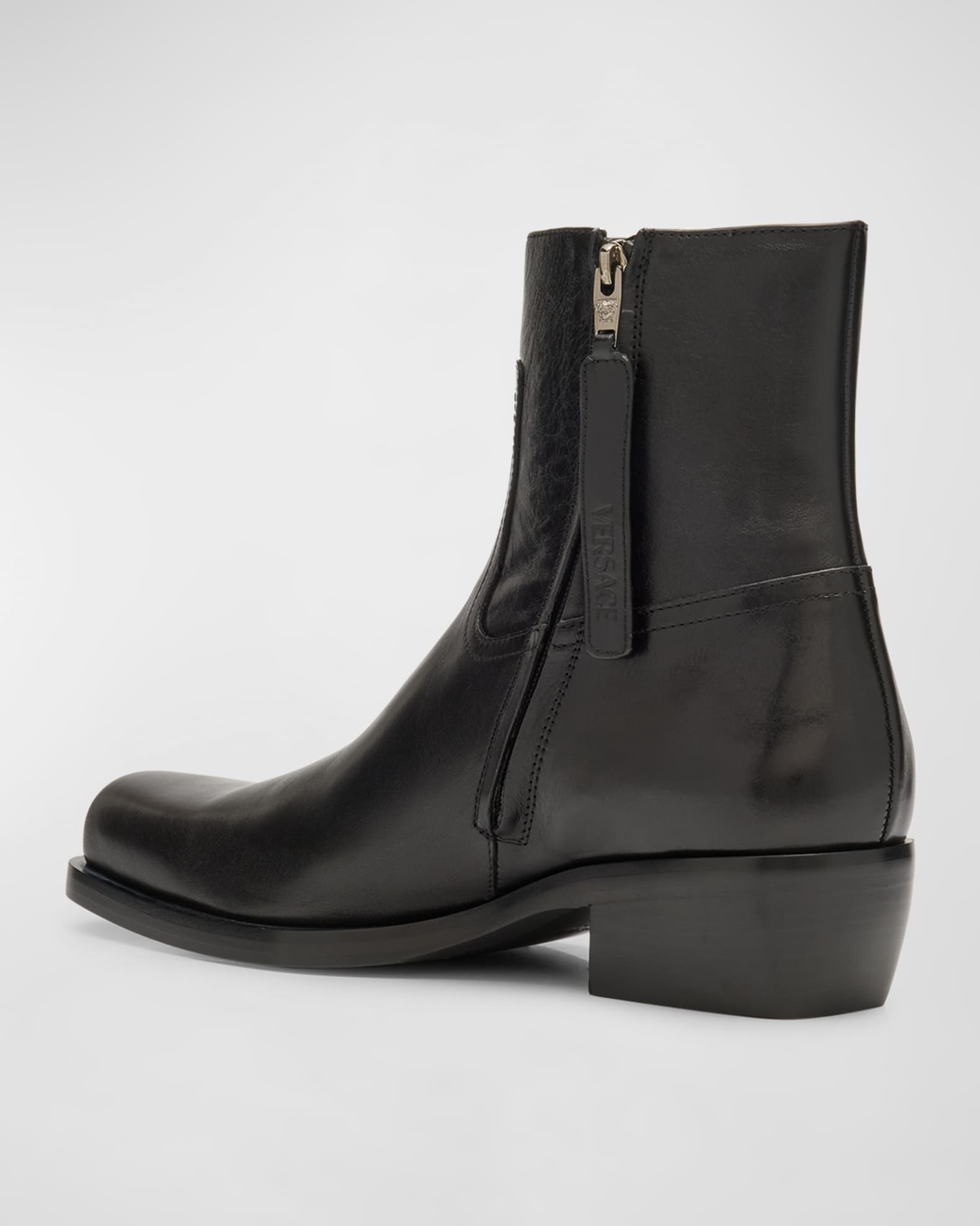 Versace Men's Square-Toe Leather Ankle Boots | Neiman Marcus