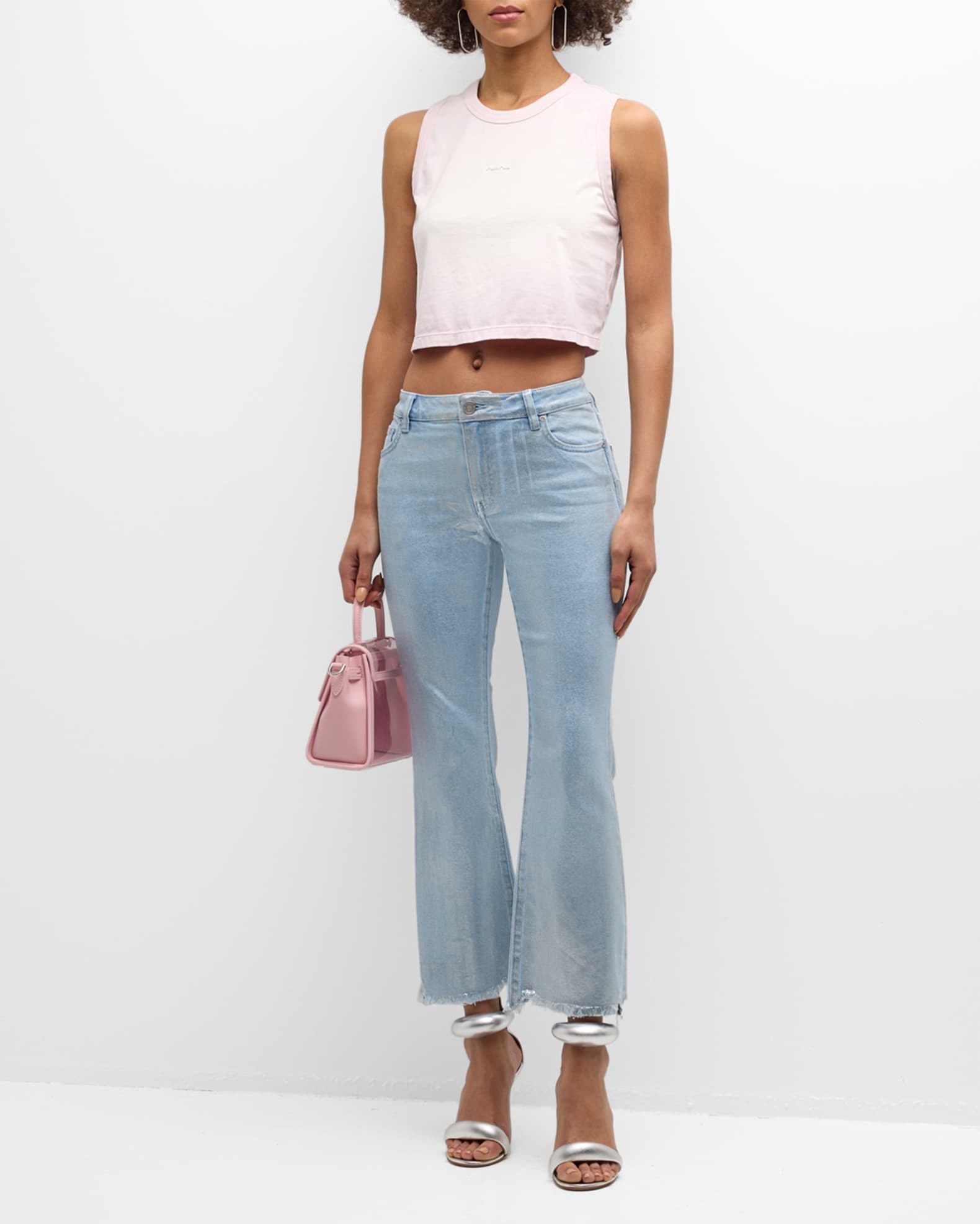 PURPLE Logo Cropped Jersey Muscle Tee | Neiman Marcus