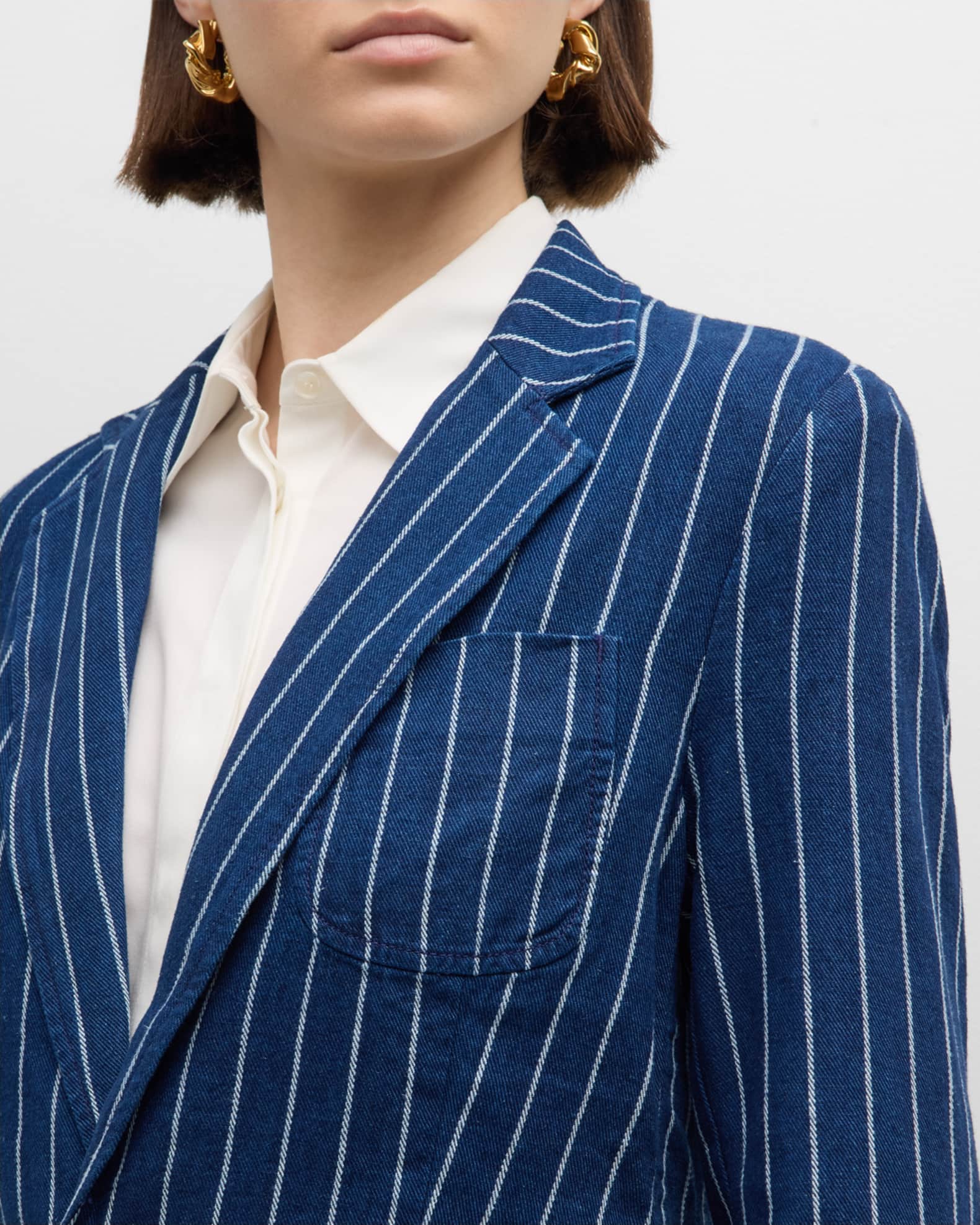 Polo Ralph Lauren Pinstripe Linen-Cotton Blazer | Neiman Marcus