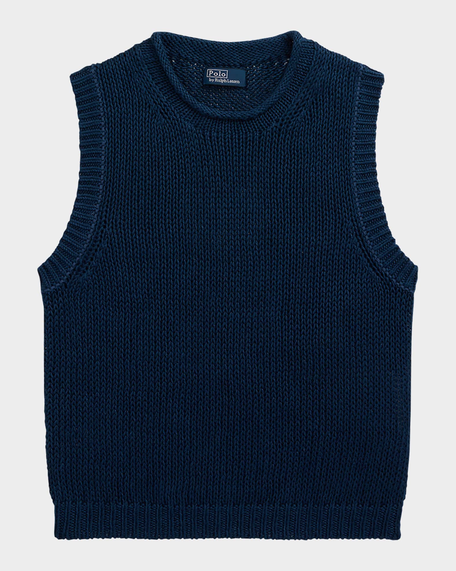 Polo Ralph Lauren Linen-Cotton Sleeveless Sweater Tank | Neiman Marcus