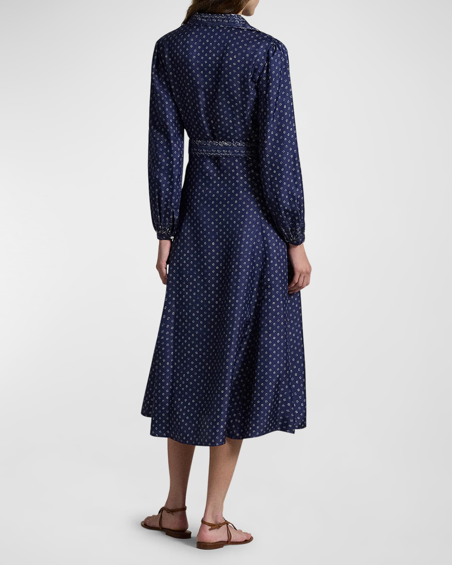 Polo Ralph Lauren Mixed-Print Mulberry Silk Shirtdress | Neiman Marcus