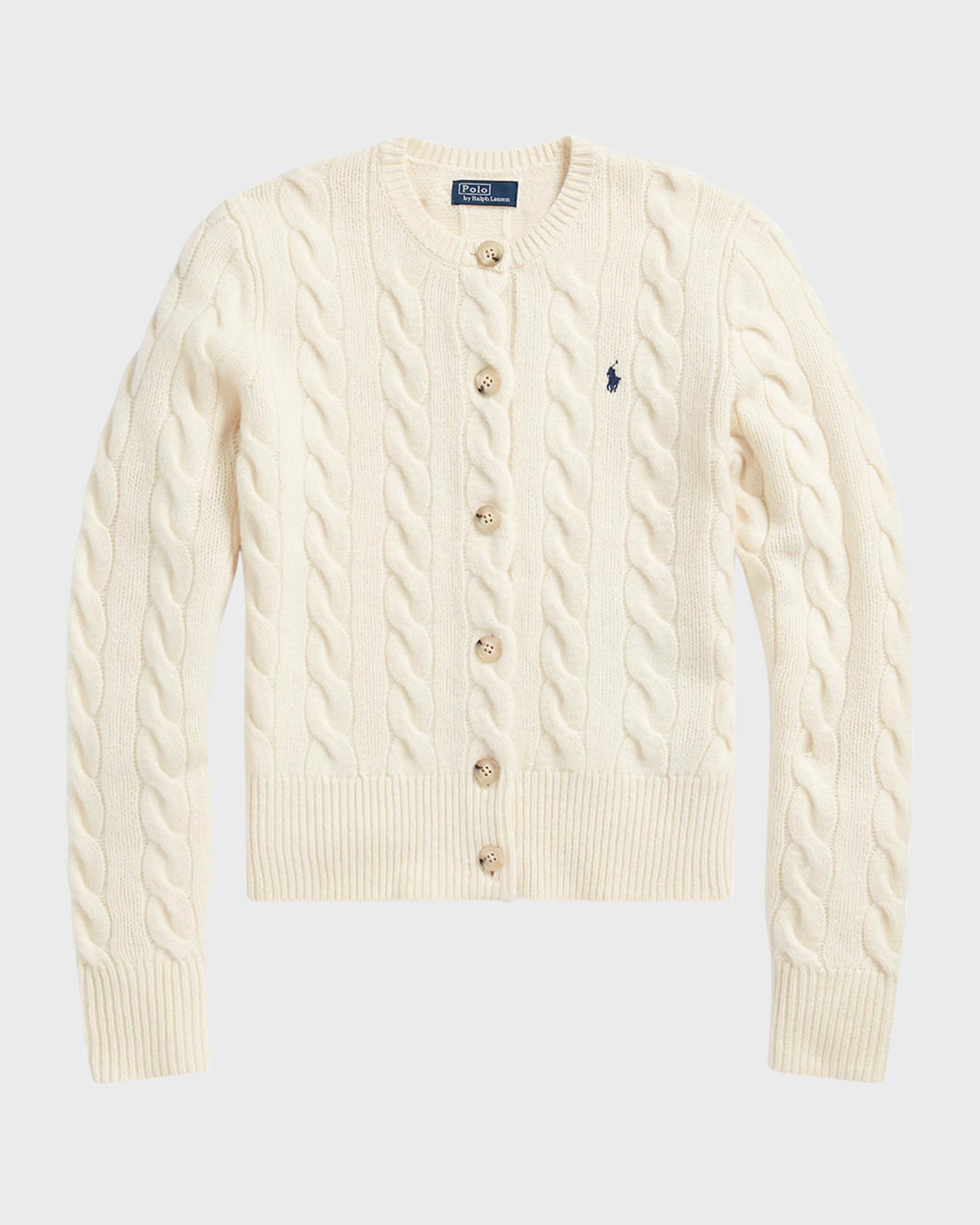 Polo Ralph Lauren Cable Knit Wool Cashmere Cardigan Neiman Marcus