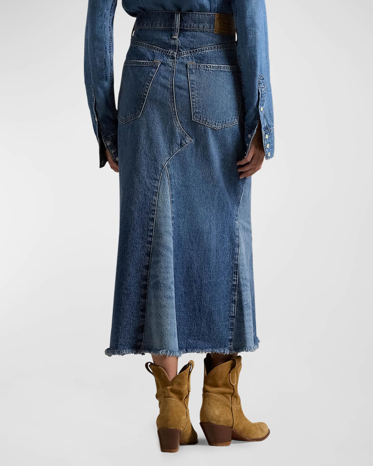 Polo Ralph Lauren Deconstructed Patchwork Denim Skirt | Neiman Marcus