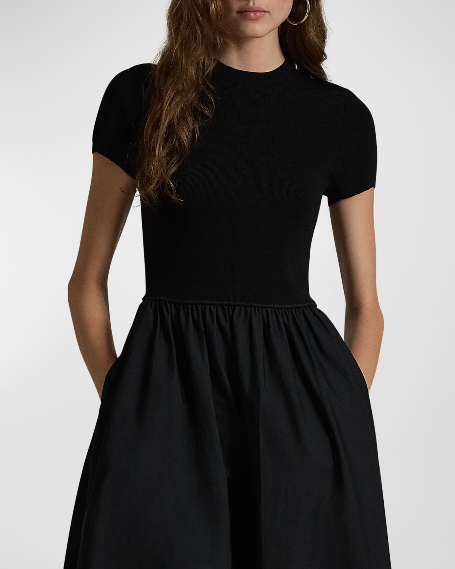 Polo Ralph Lauren Sweater-Bodice Short-Sleeve Dress | Neiman Marcus