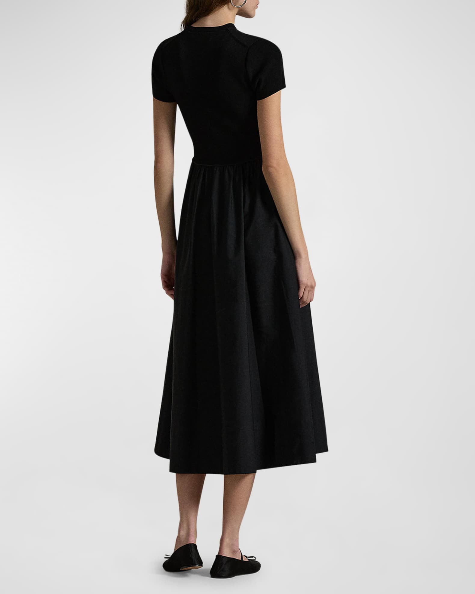 Polo Ralph Lauren Sweater-Bodice Short-Sleeve Dress | Neiman Marcus