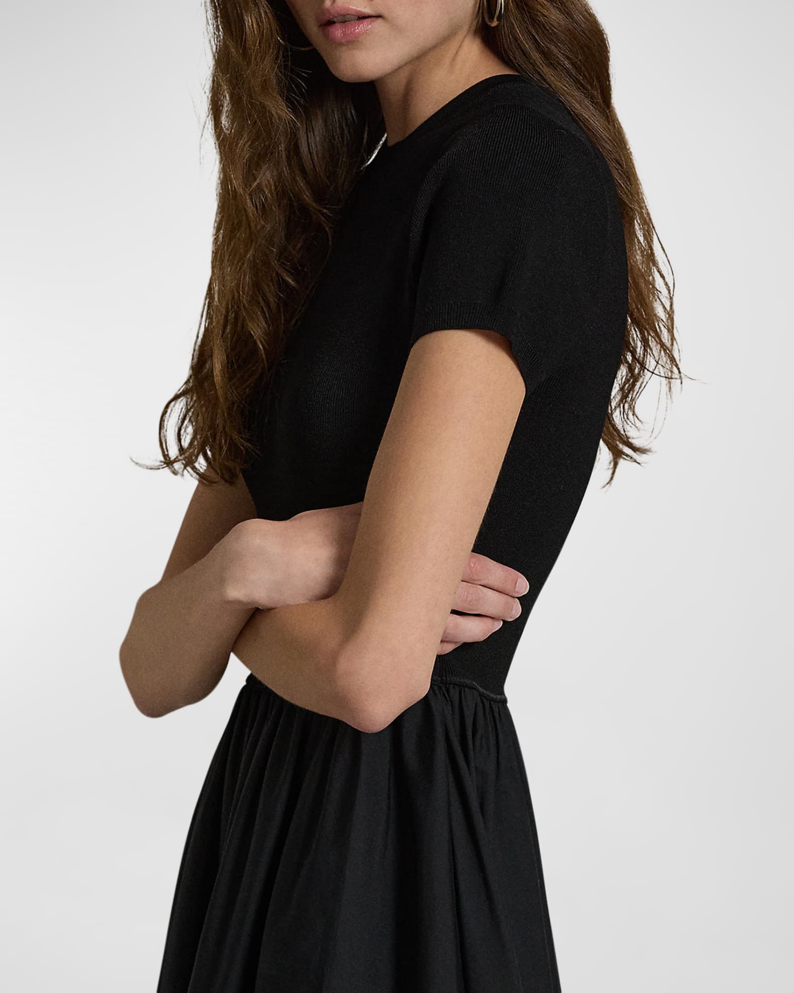 Polo Ralph Lauren Sweater-Bodice Short-Sleeve Dress | Neiman Marcus