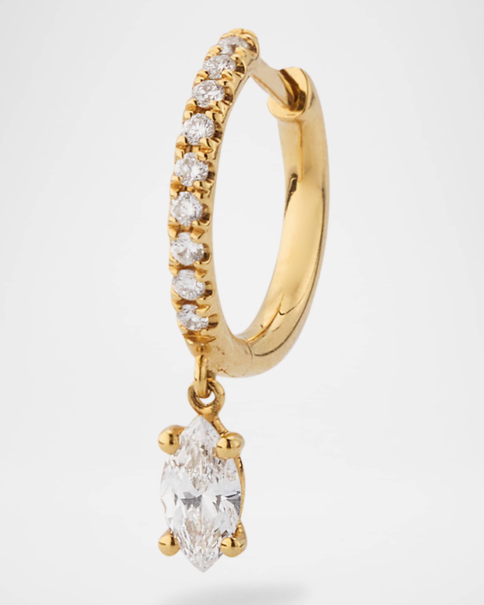 Anita Ko 18K Yellow Gold Single Diamond Huggie Earrings with Marquise ...