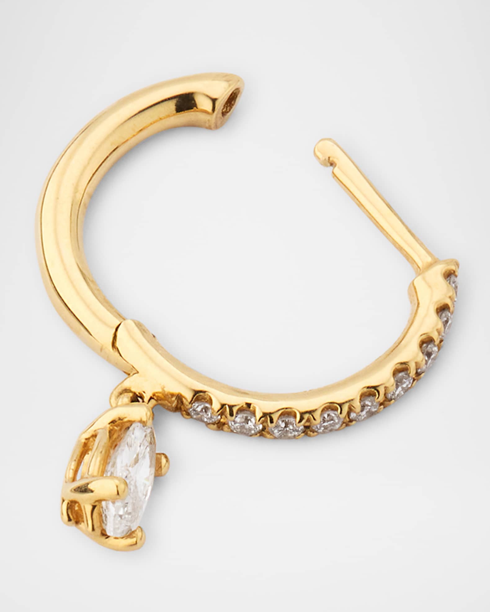 Anita Ko 18K Yellow Gold Single Diamond Huggie Earrings with Marquise ...