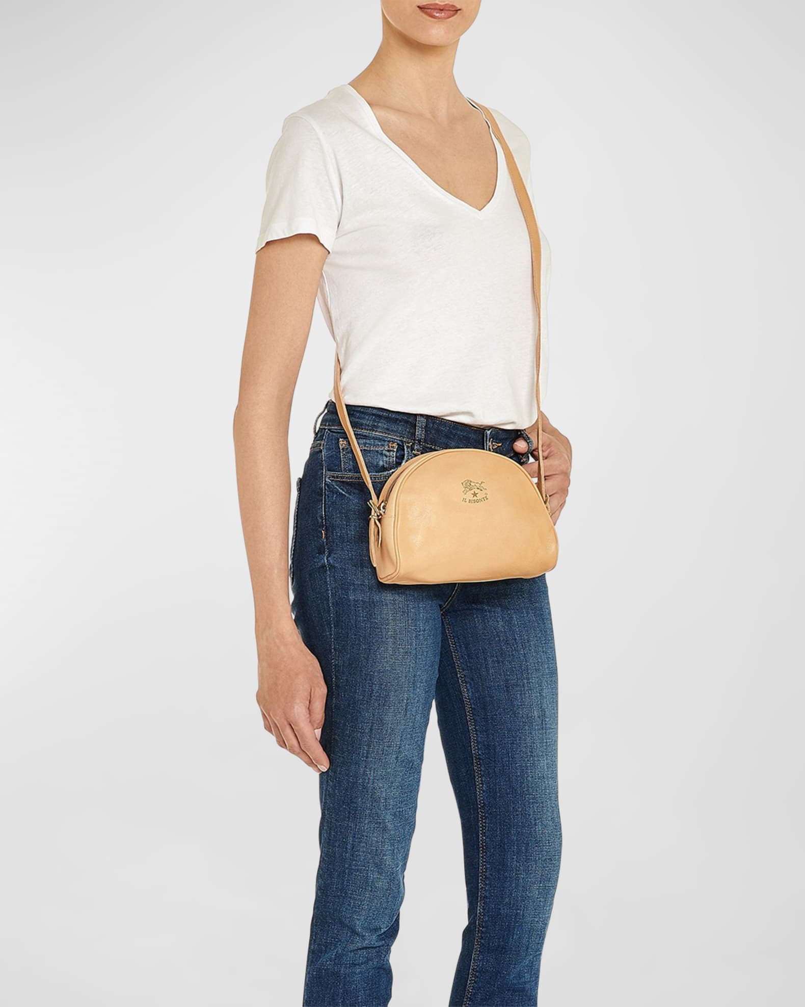 Il Bisonte Classic Zip Leather Crossbody Bag | Neiman Marcus