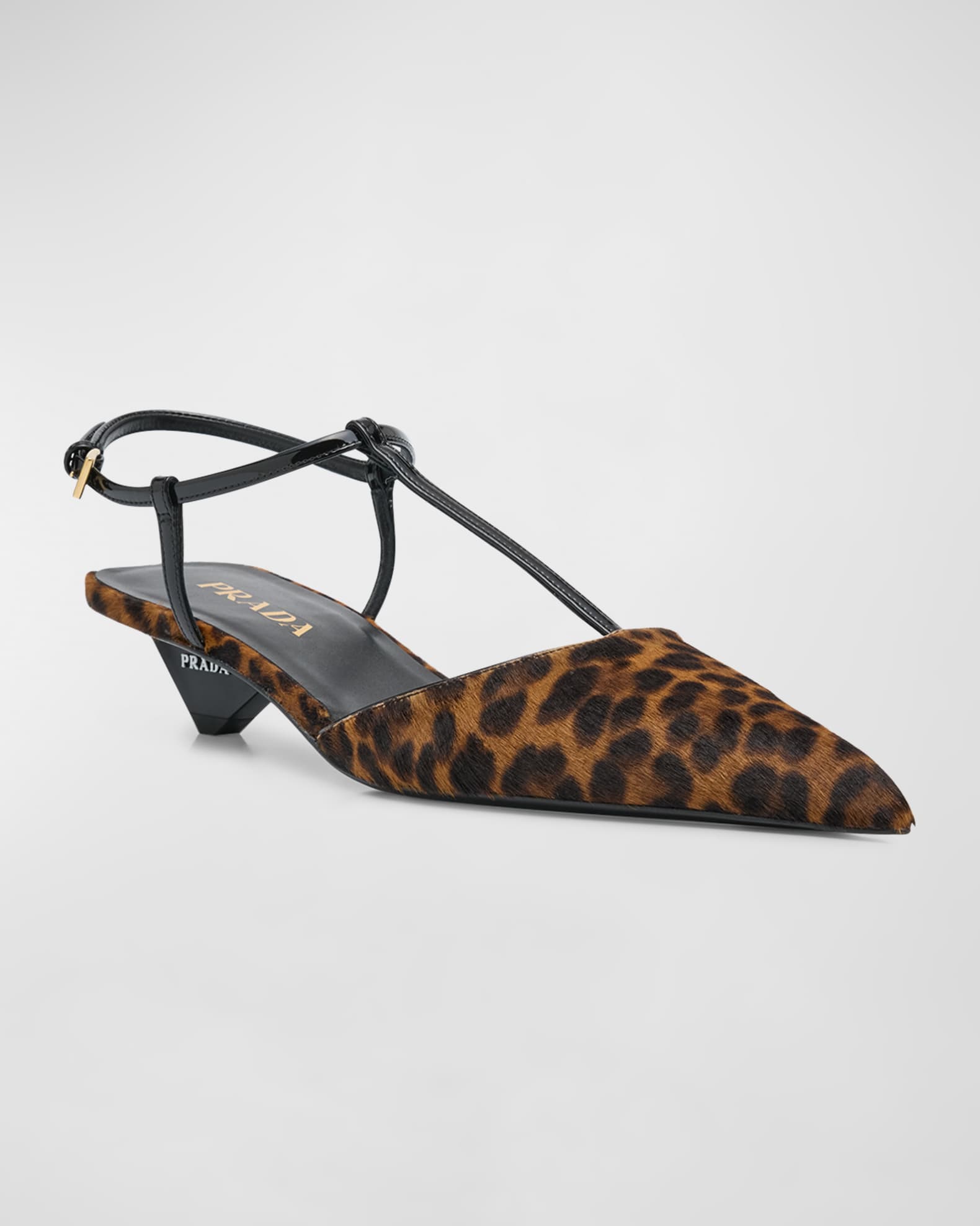 Prada Leopard T-Strap Ballerina Pumps | Neiman Marcus