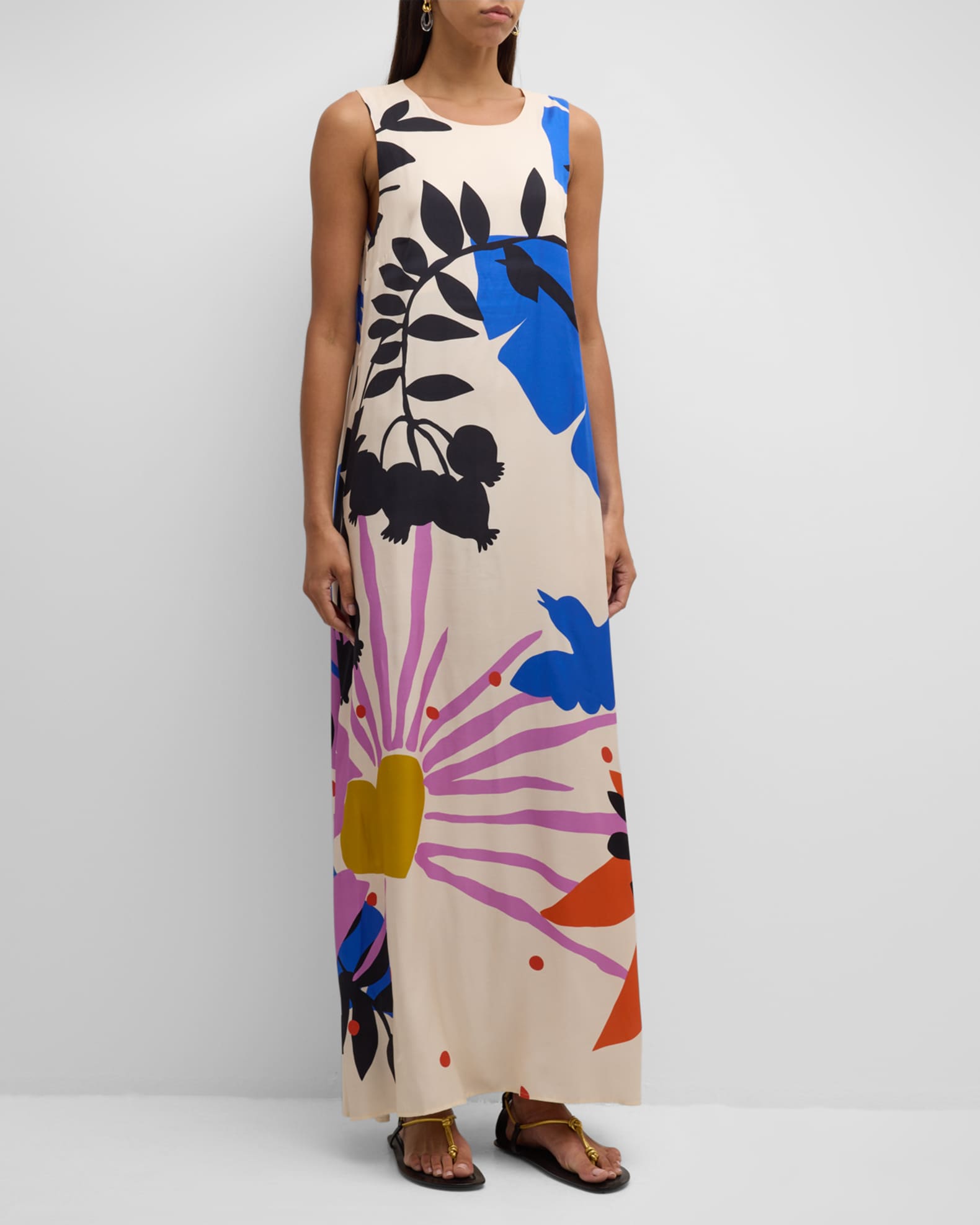 Johnny Was Tatianna Floral-Print Silk Maxi Dress | Neiman Marcus