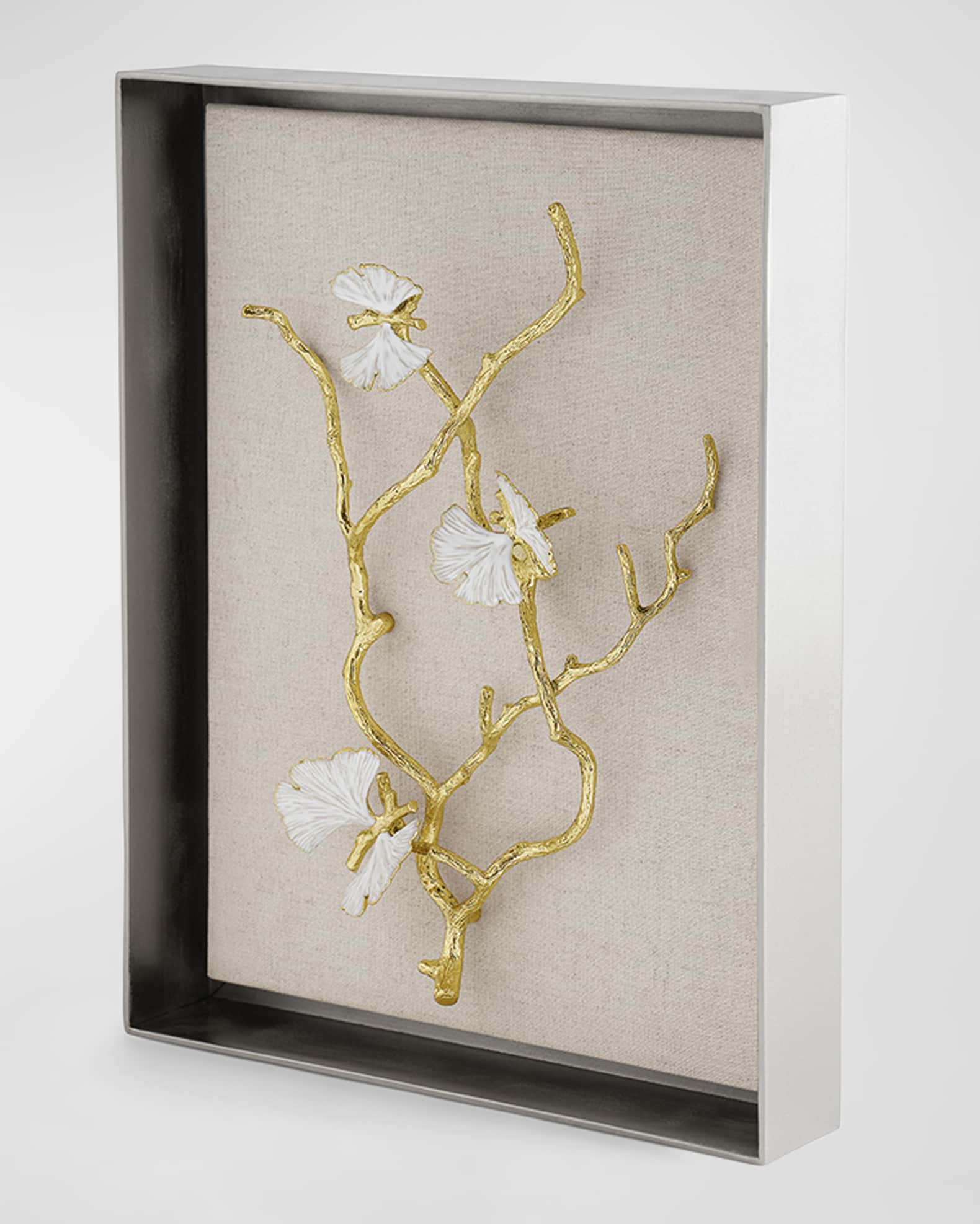 Michael Aram Butterfly Ginkgo White & Gold Fabric Shadow Box | Neiman ...