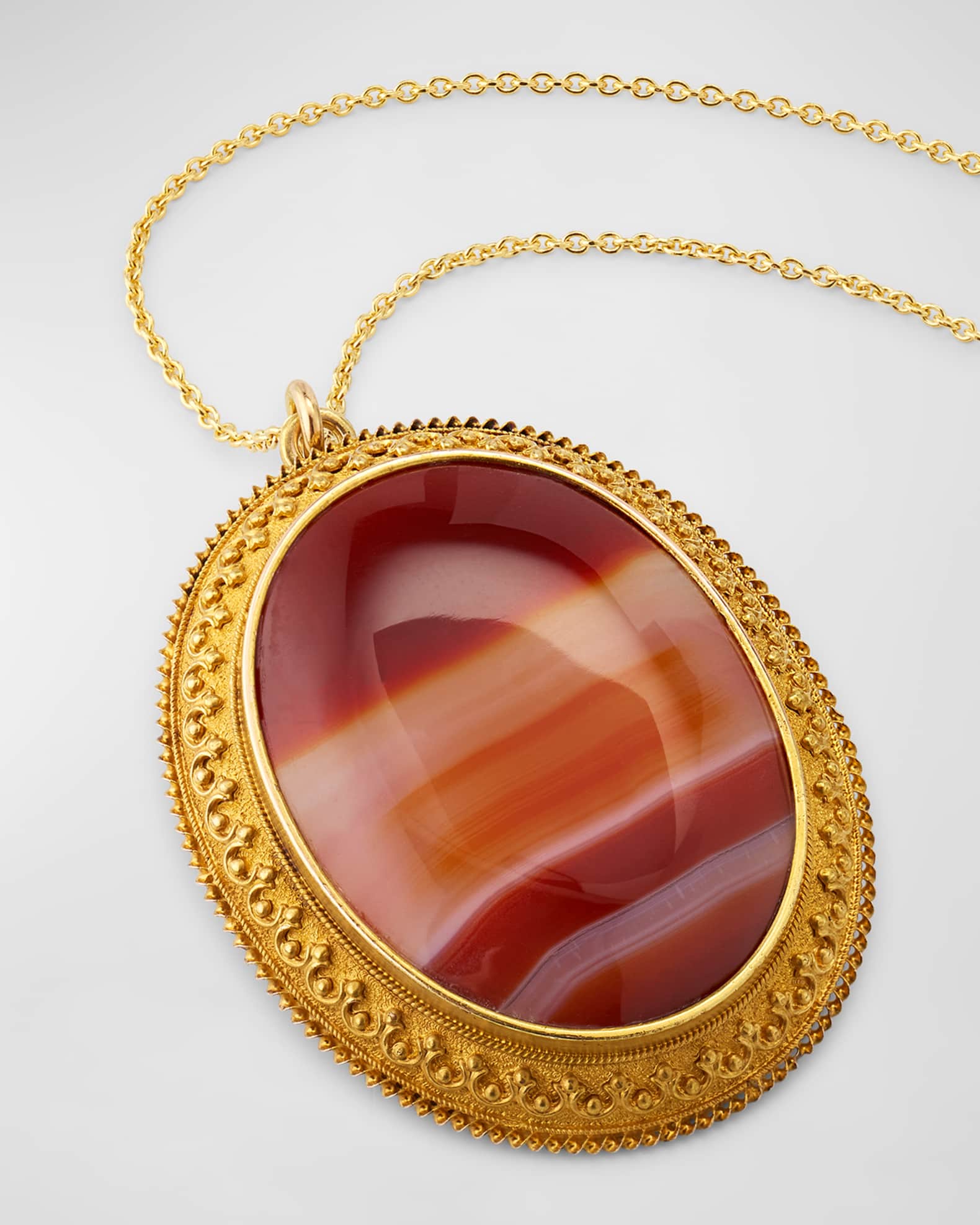 NM Estate Estate 18K and 14K Yellow Gold Agate Victorian Brooch Pendant ...
