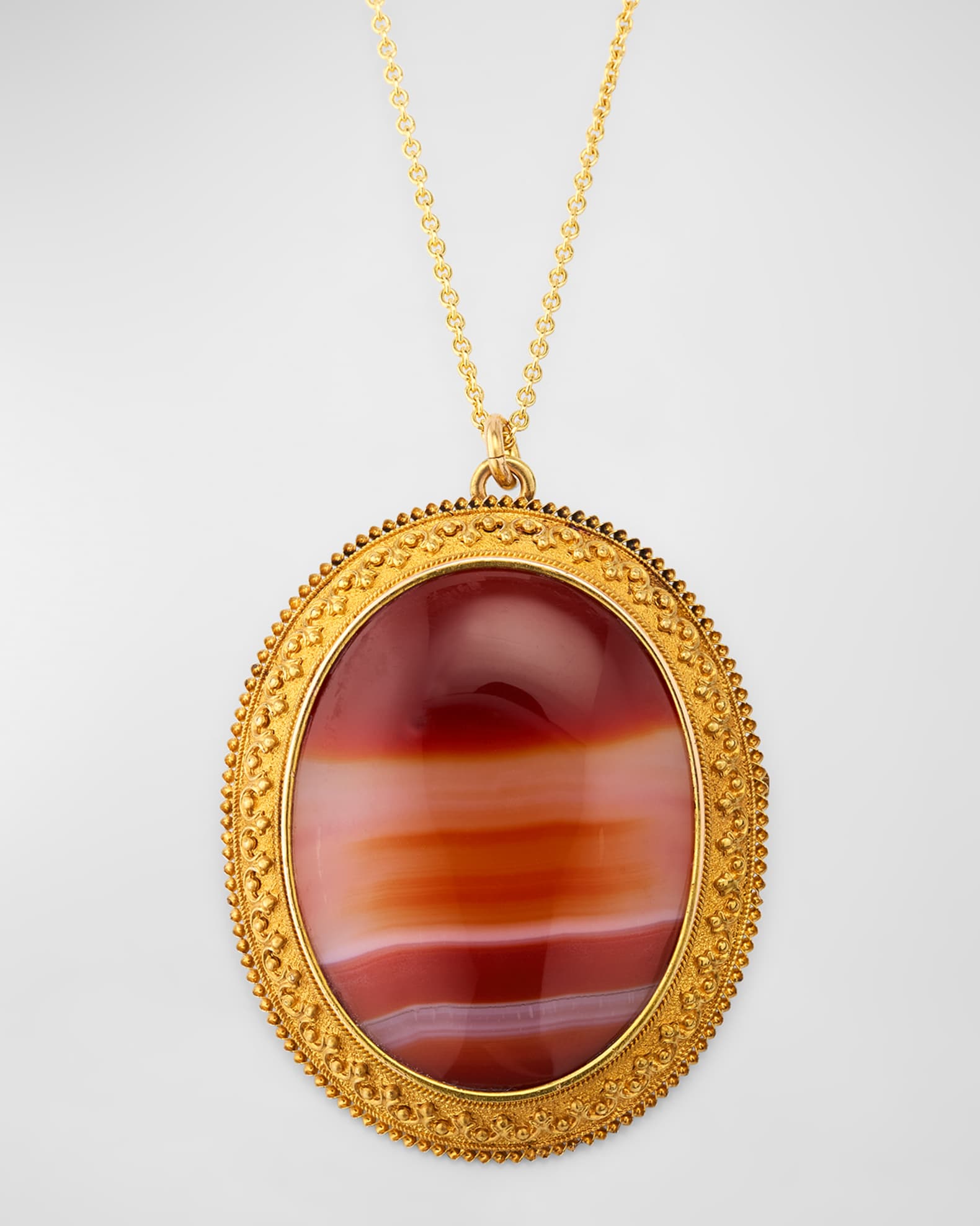 NM Estate Estate 18K and 14K Yellow Gold Agate Victorian Brooch Pendant ...