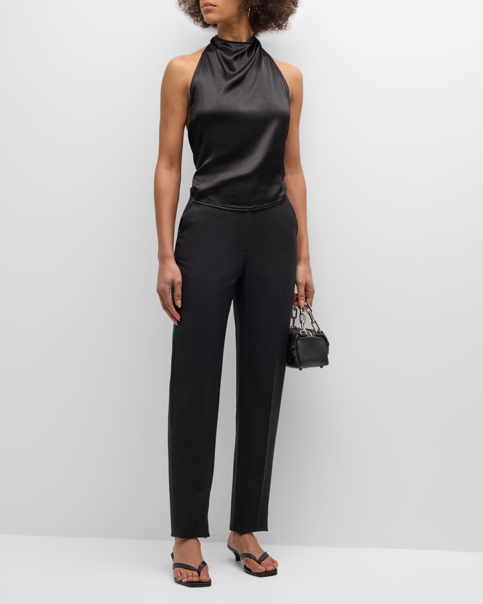 Enza Costa Satin Backless Halter Blouse Neiman Marcus