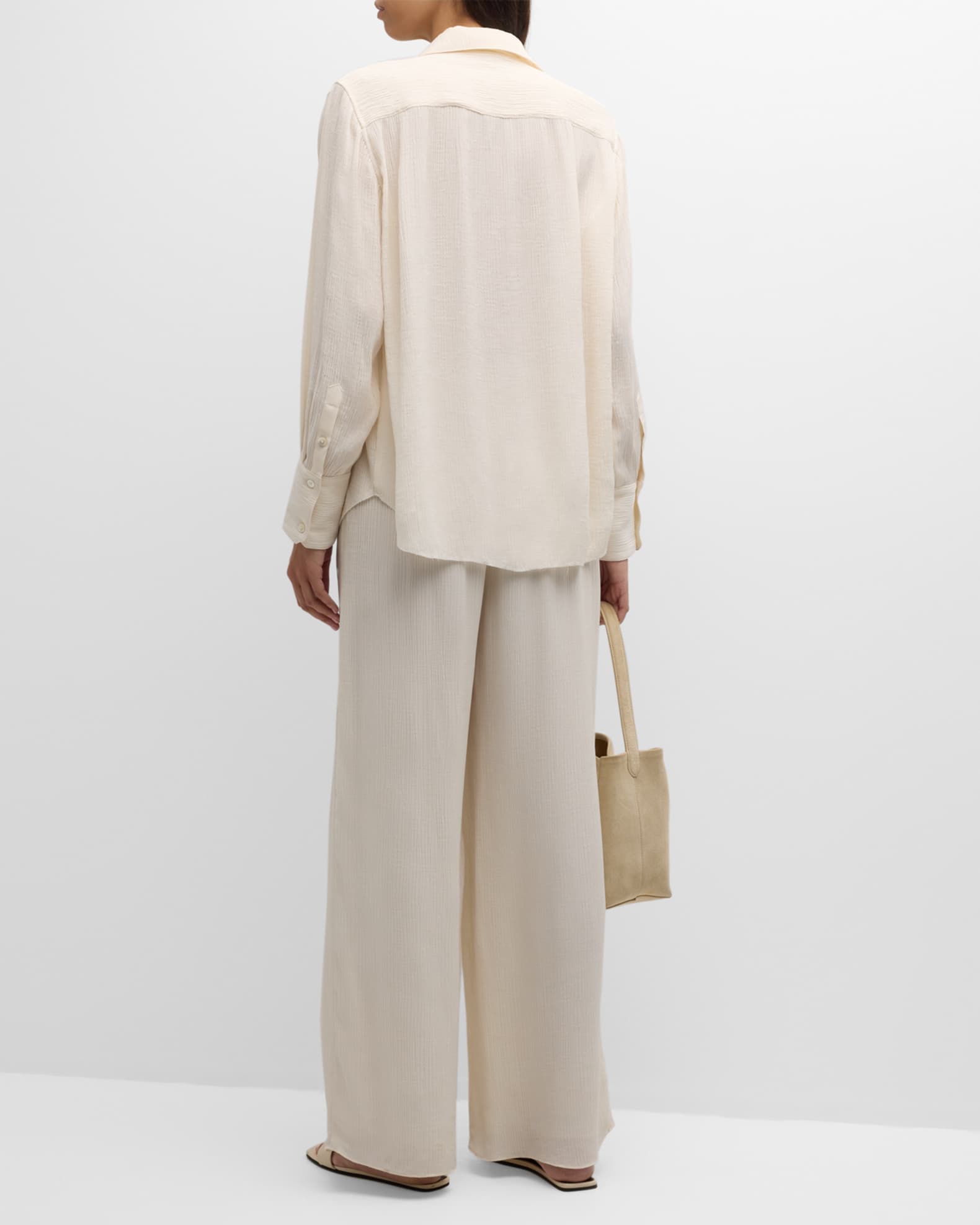 La Ligne Crinkle Button-Front Shirt | Neiman Marcus