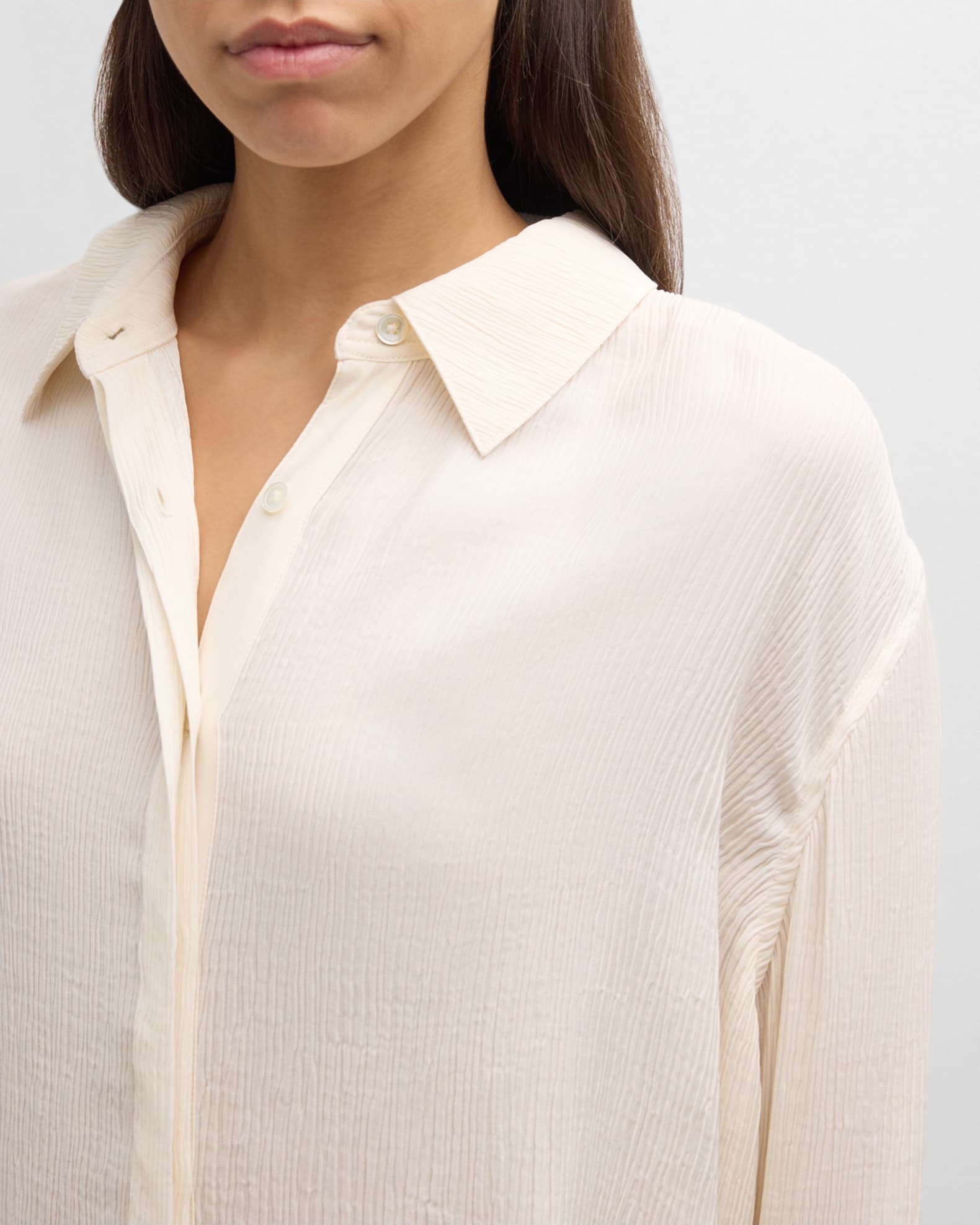 La Ligne Crinkle Button-Front Shirt | Neiman Marcus