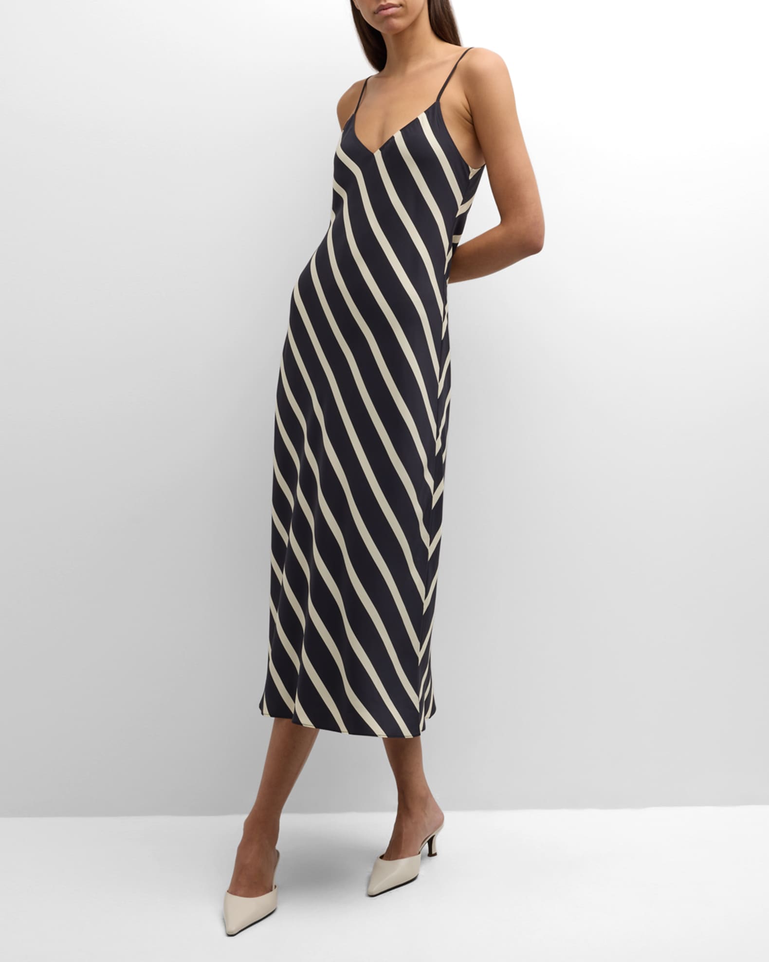 La Ligne Striped Spaghetti-Strap Slip Dress | Neiman Marcus
