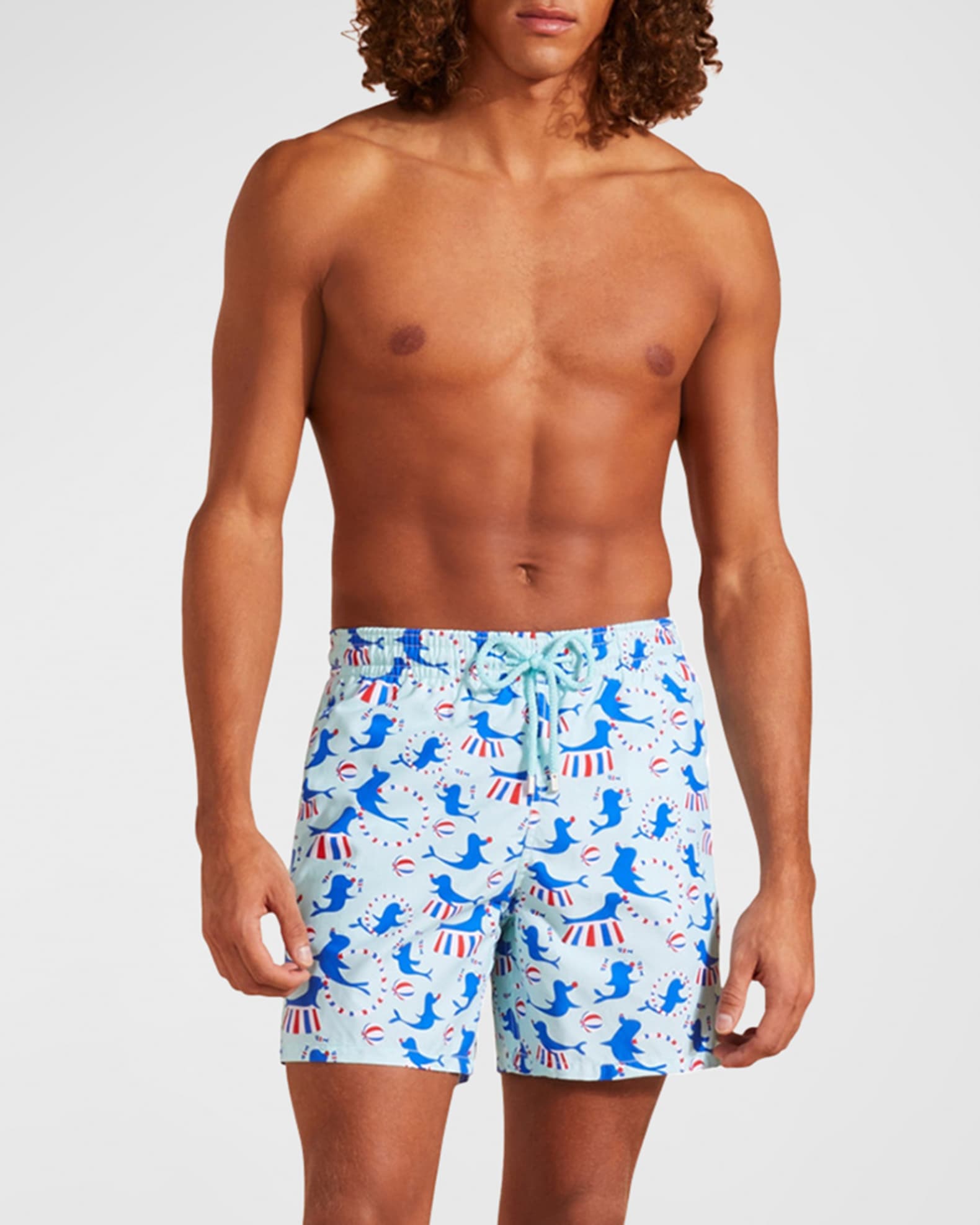 Vilebrequin Men's Circus-Print Swim Trunks | Neiman Marcus
