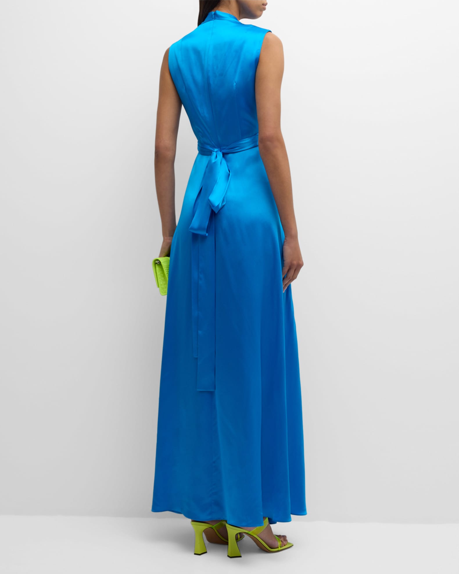 E.Stott Sadie Wrap-Front Silk Satin Gown | Neiman Marcus