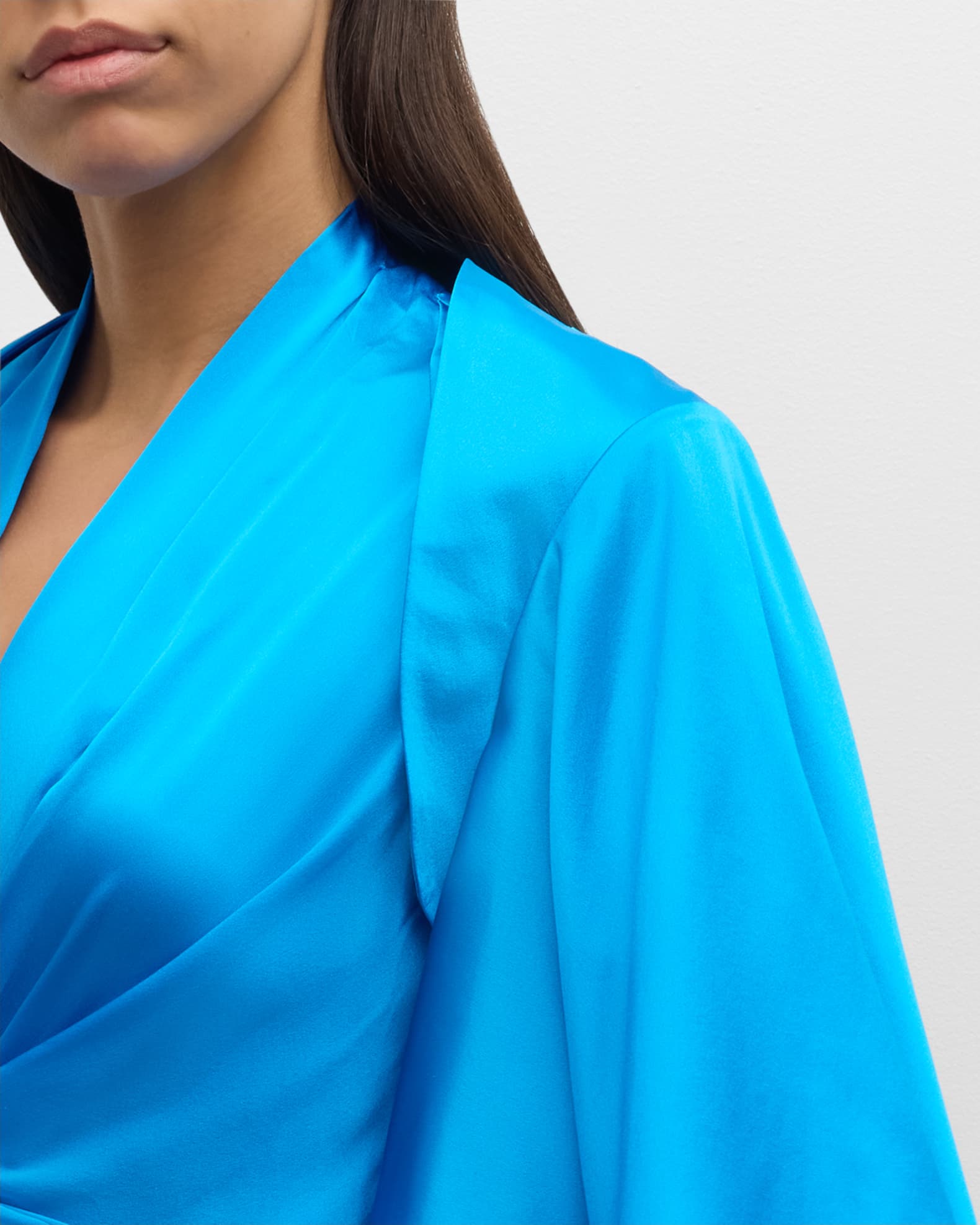 E.Stott Dephina Flutter-Sleeve Silk Satin Cape | Neiman Marcus