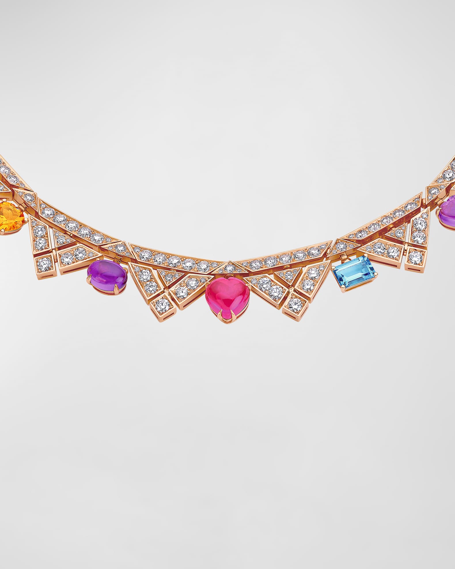 BVLGARI 18K Pink Gold Allegra Multi Stone Collar | Neiman Marcus