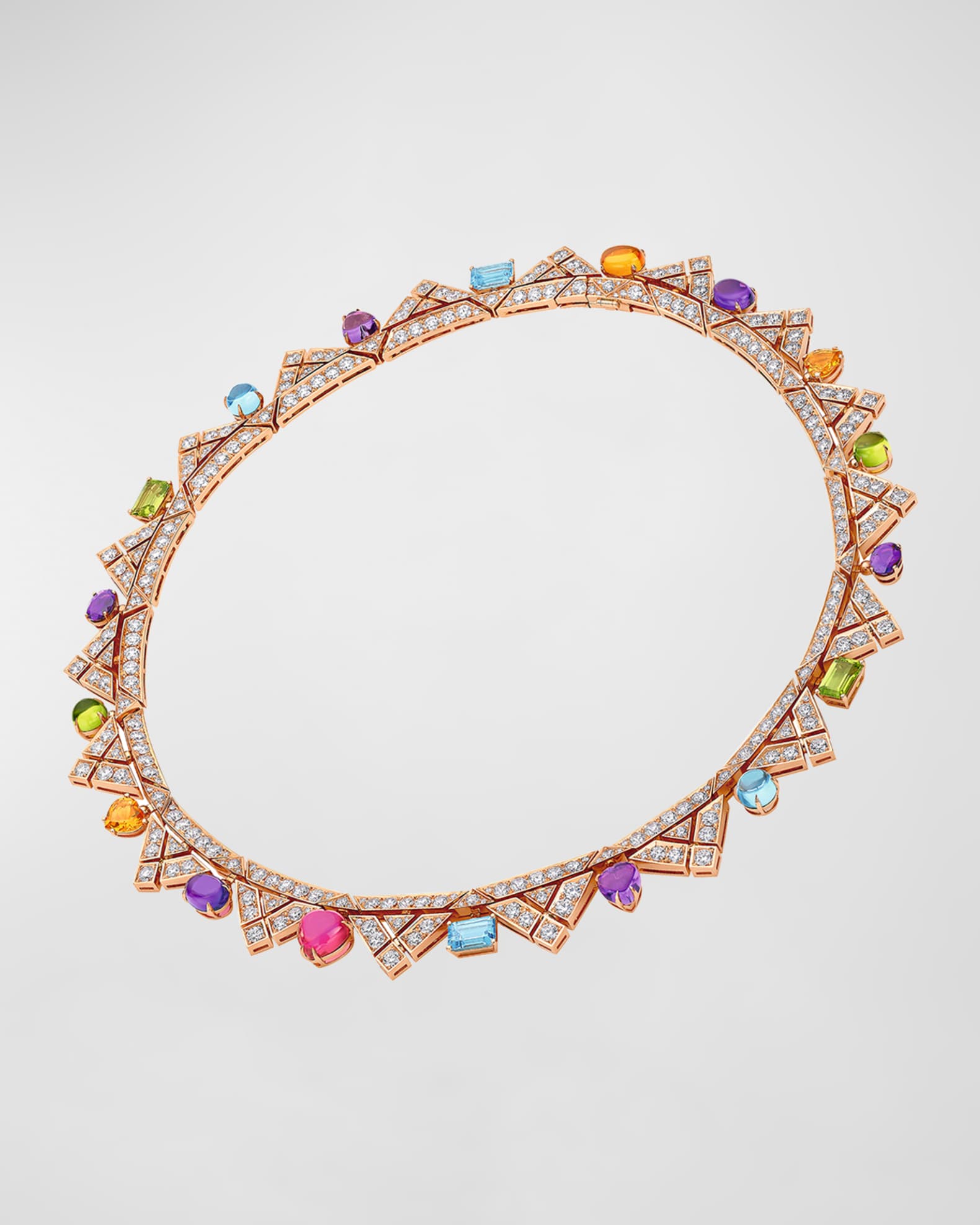 BVLGARI 18K Pink Gold Allegra Multi Stone Collar Neiman Marcus