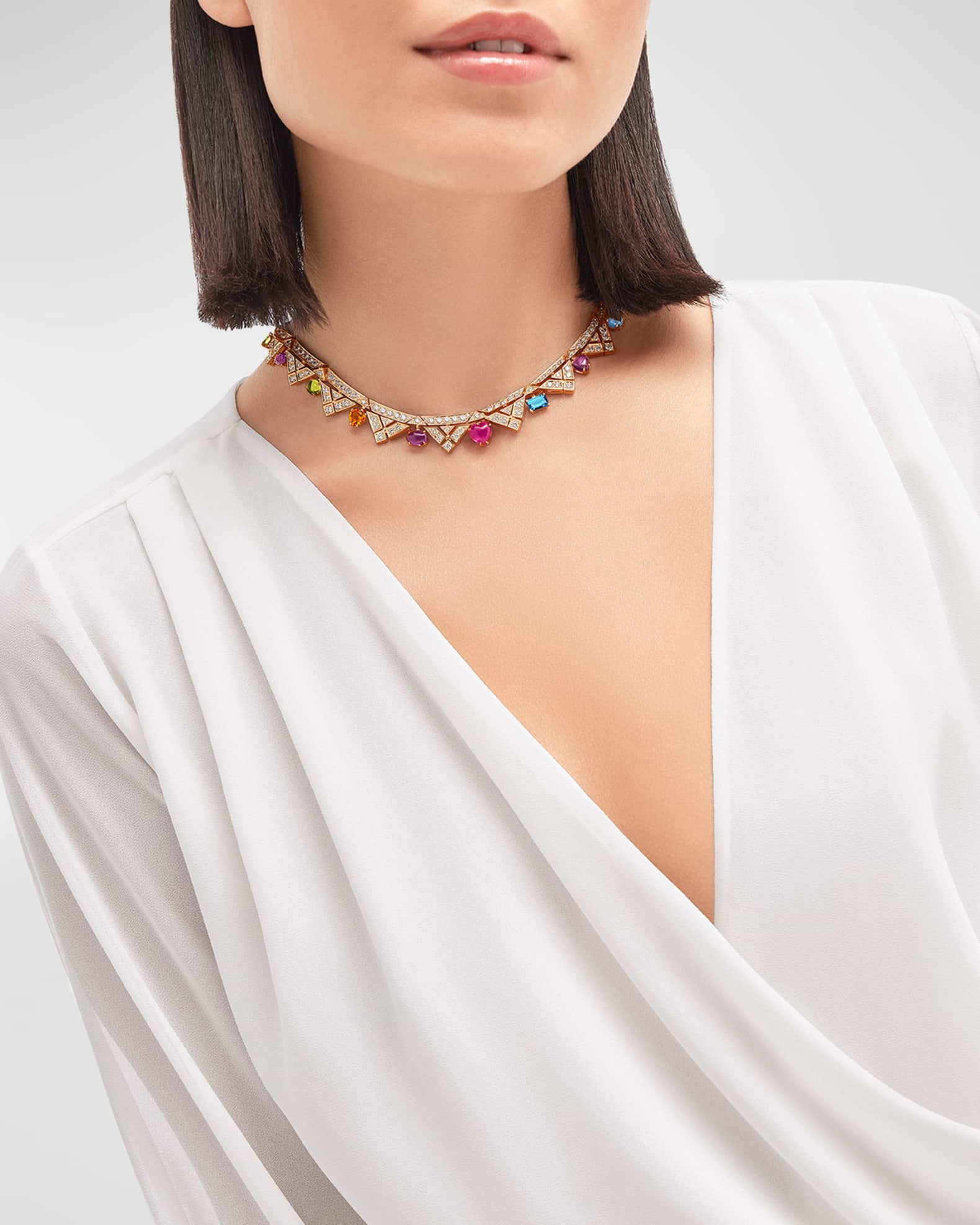 BVLGARI 18K Pink Gold Allegra Multi Stone Collar | Neiman Marcus