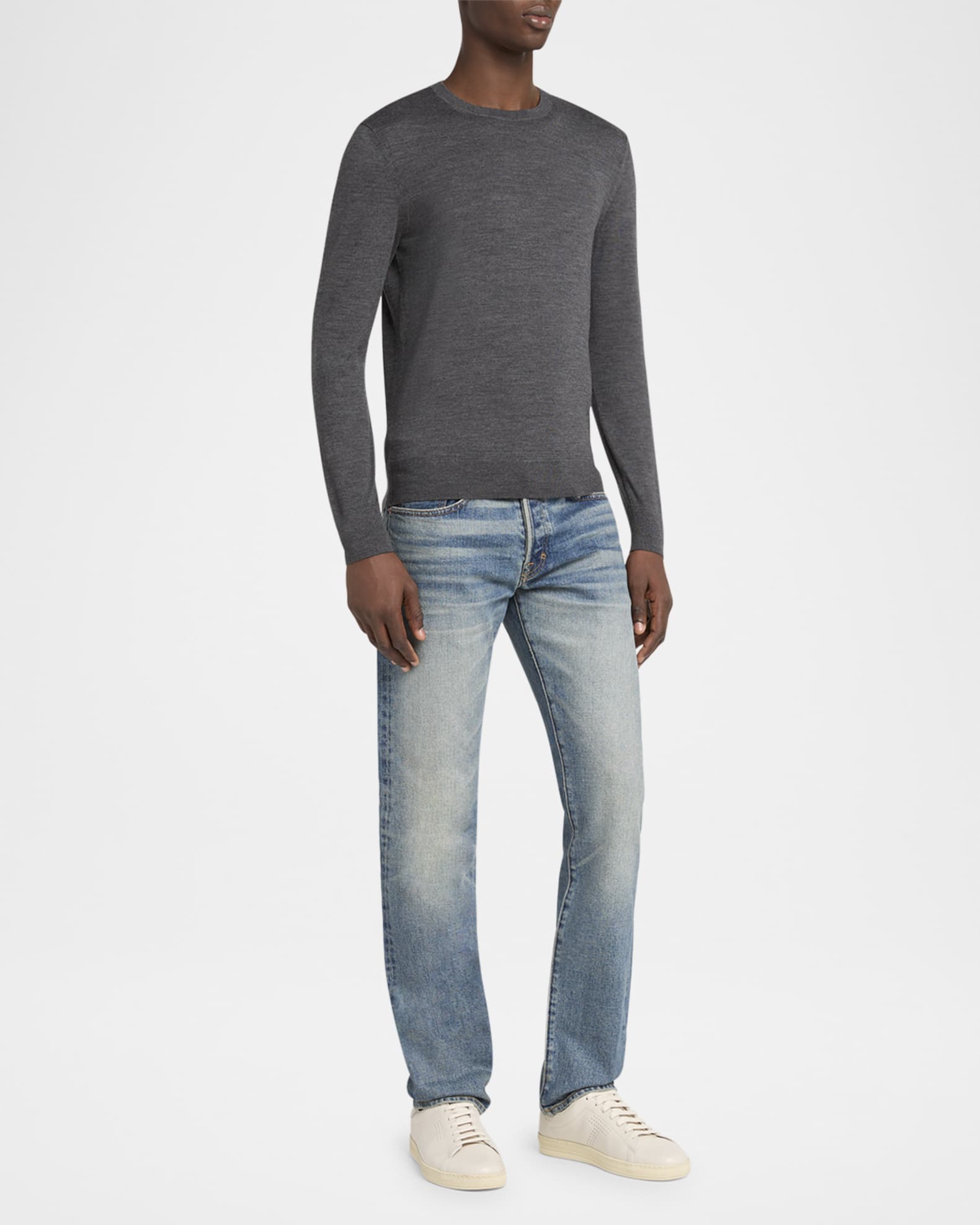 TOM FORD Men's Warwick Grained Leather Sneakers | Neiman Marcus