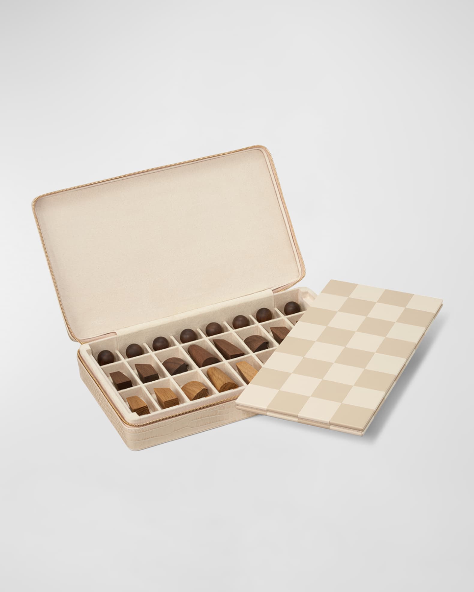 AERIN Enzo Leather Travel Chess Set | Neiman Marcus