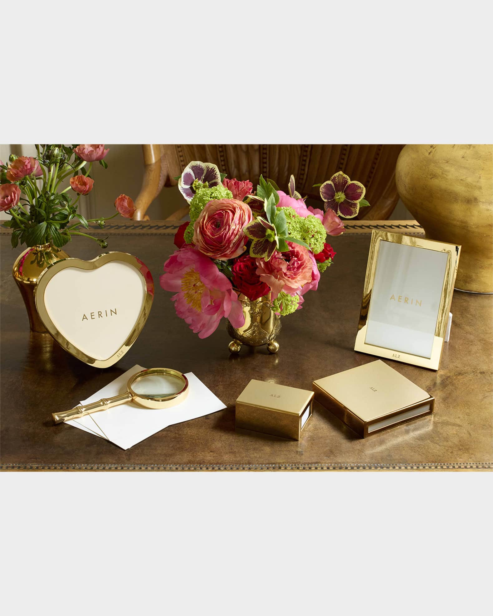 AERIN Augusta Lapis Gemstone Heart Picture Frame | Neiman Marcus