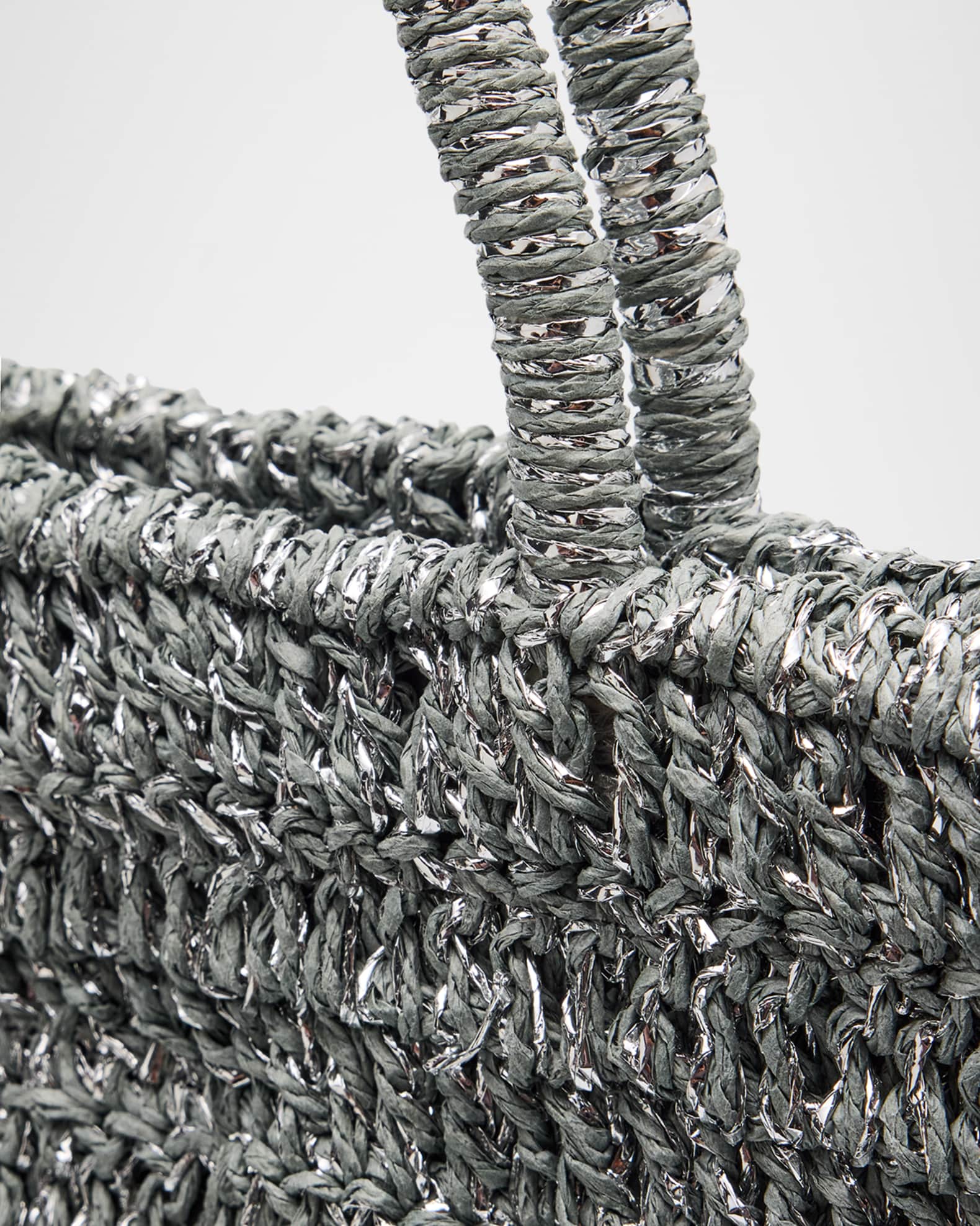 BTB Los Angeles Stella Metallic Straw Box Tote Bag | Neiman Marcus