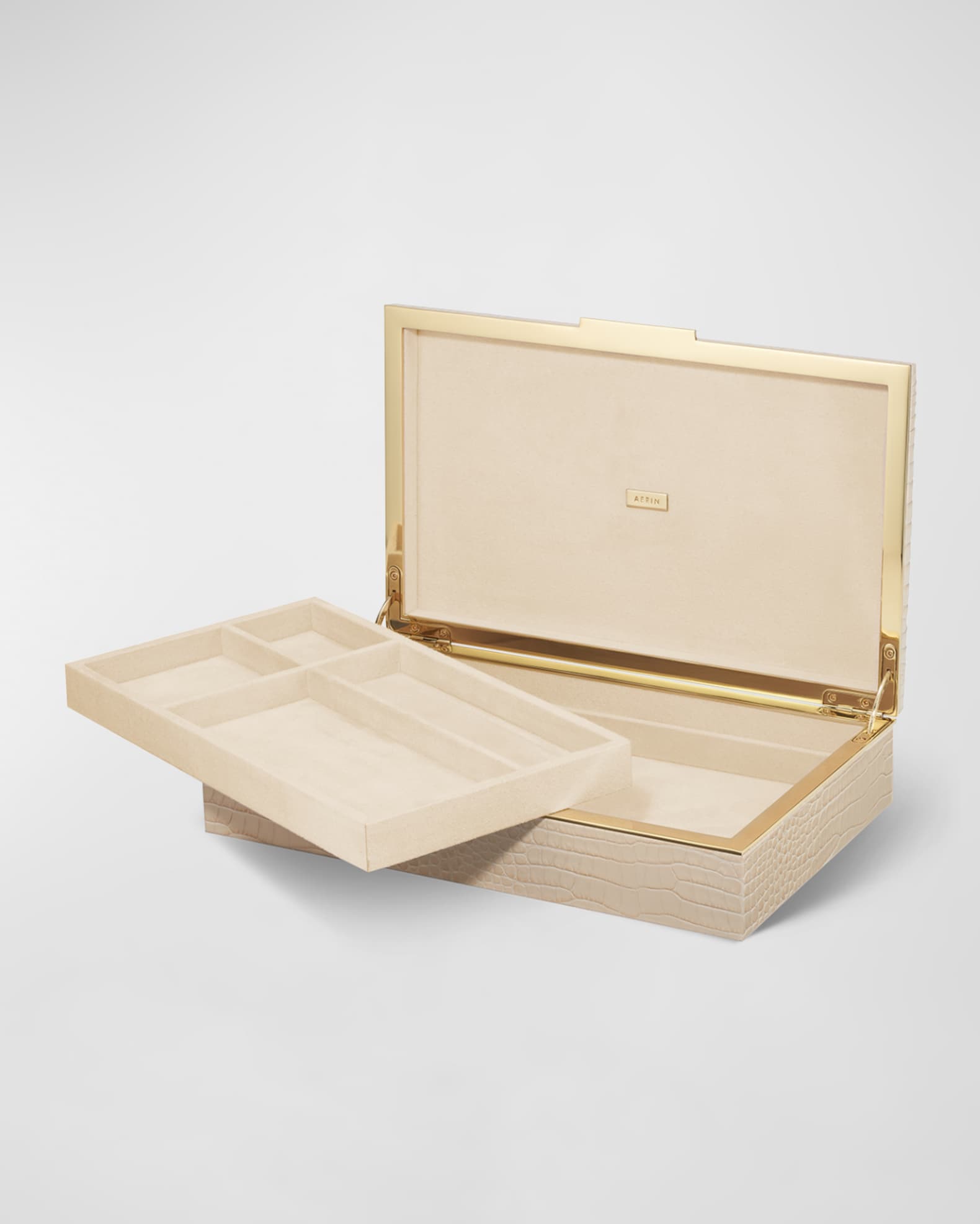 AERIN Classic Croc Leather Desk Box | Neiman Marcus