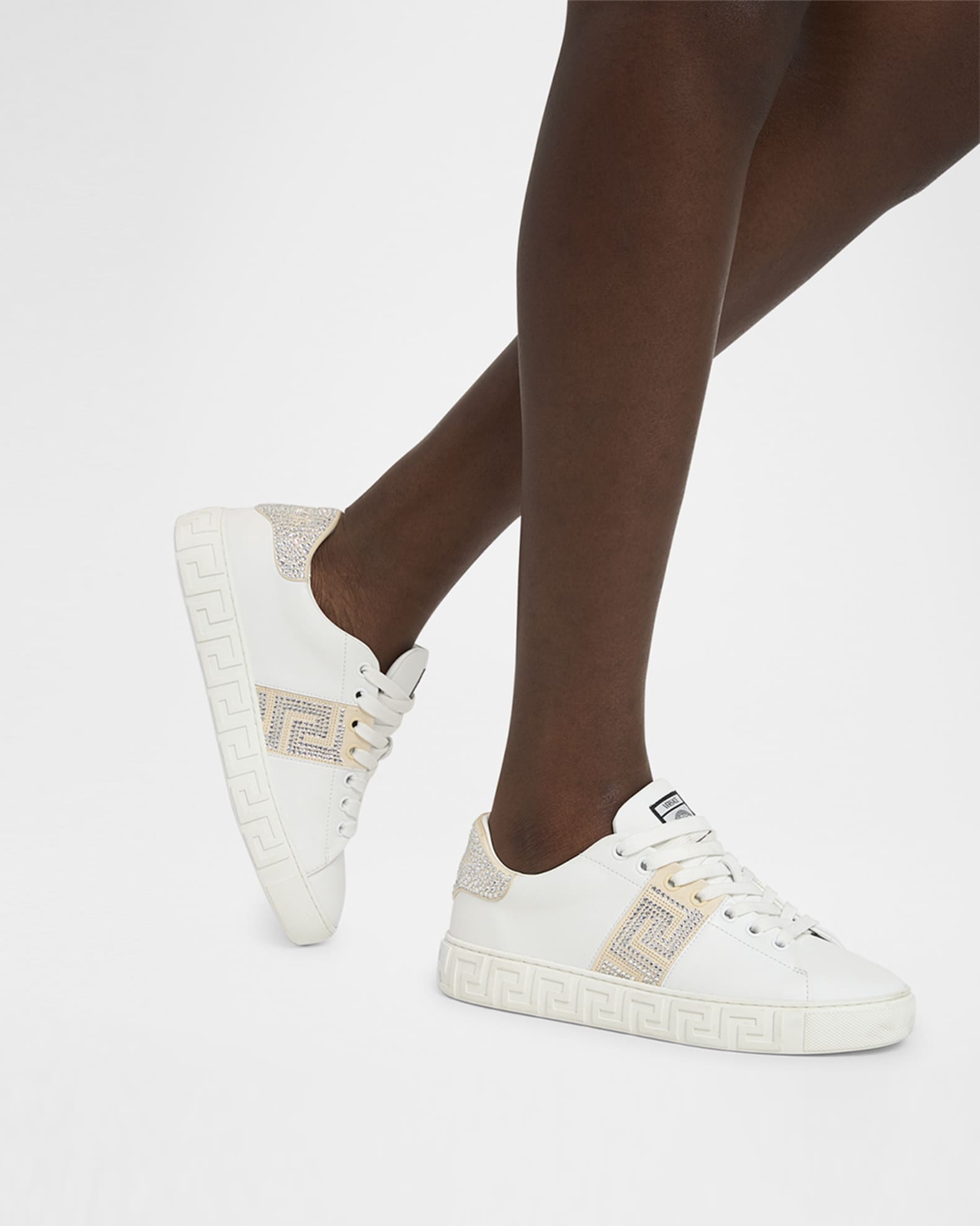 Versace La Greca Embellished Low-Top Sneakers | Neiman Marcus